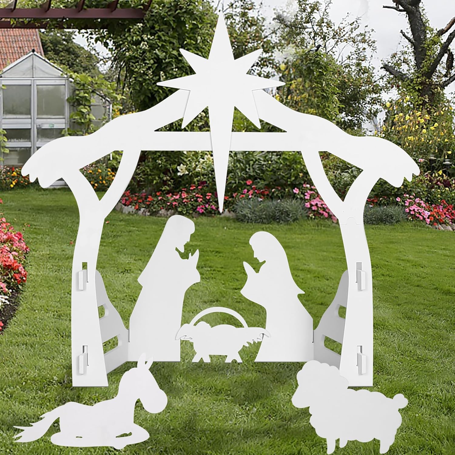Onory 3FT Outdoor White Nativity Scene Yard Display Set, Weather ...