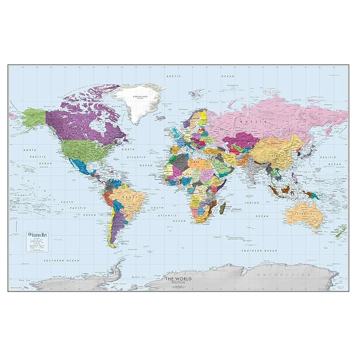 Buy Colorful World Political Wall Map | 36x24 Large World Map ...