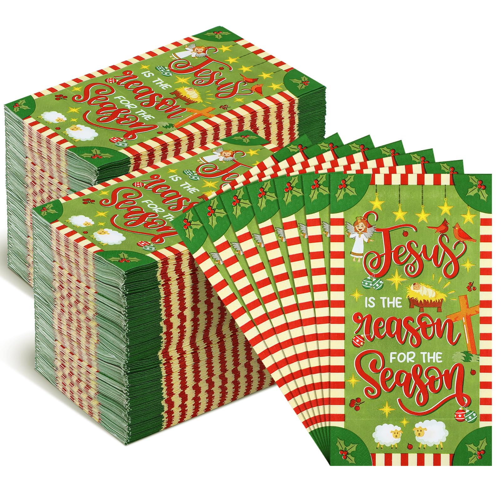 Amazon.com: Janlaugh 100 Pcs Christmas Guest Napkins Religious ...