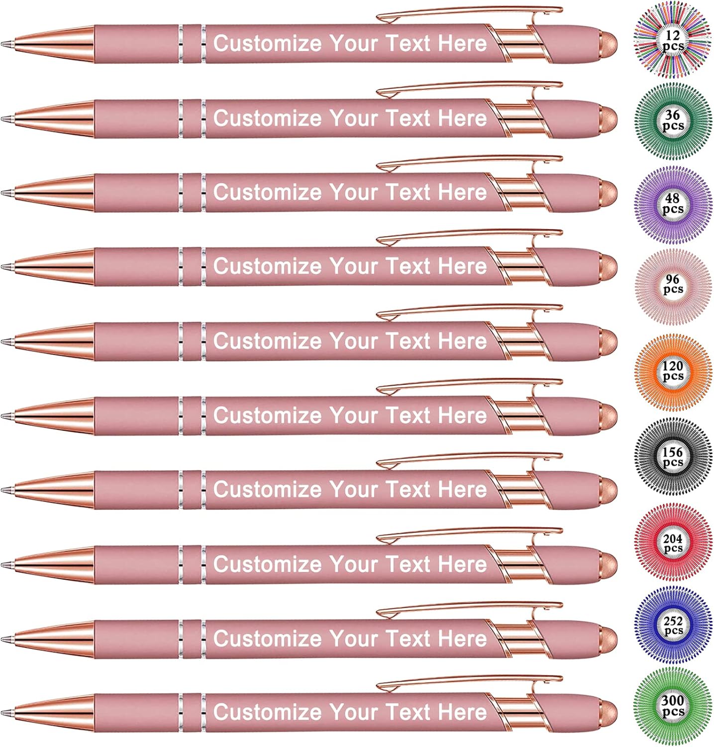 Amazon.com : Qingxily Up to 300 Pcs Custom Pens Bulk,Personalized Pens ...