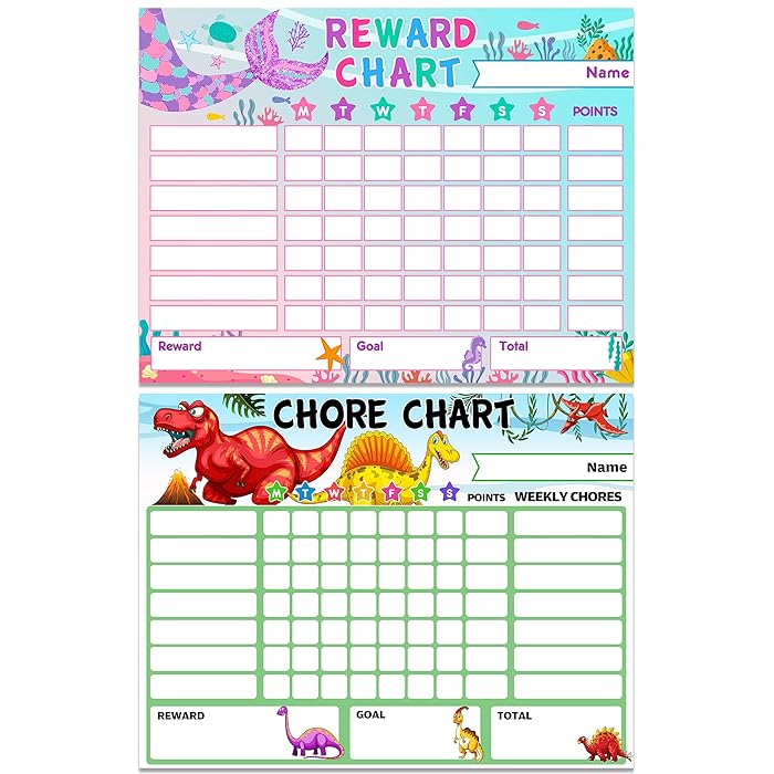 Buy Dinosaur Chore Chart for Kids Dry Erase Reward Chart Reusable Self ...