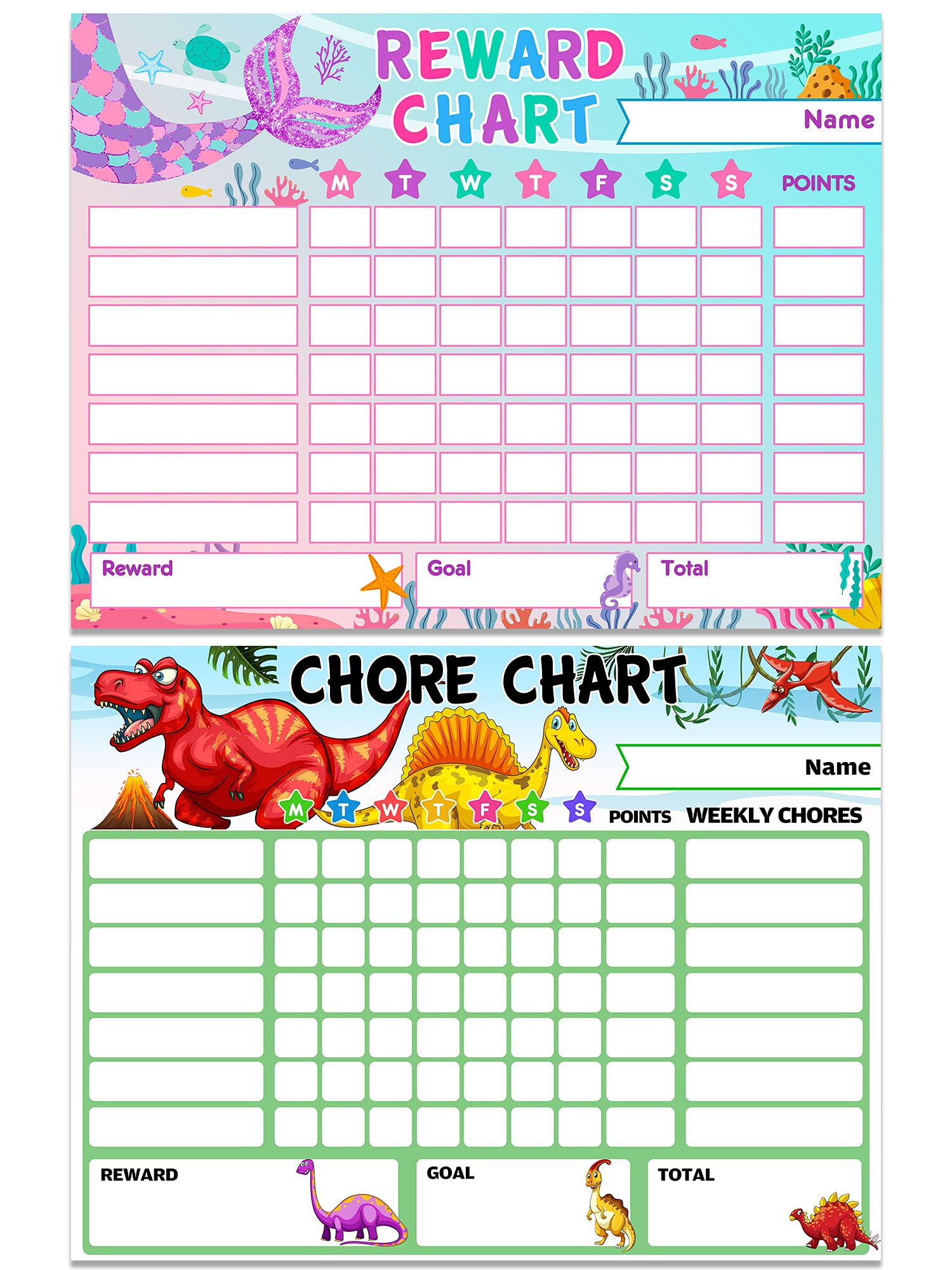Buy Dinosaur Chore Chart for Kids Dry Erase Reward Chart Reusable Self ...