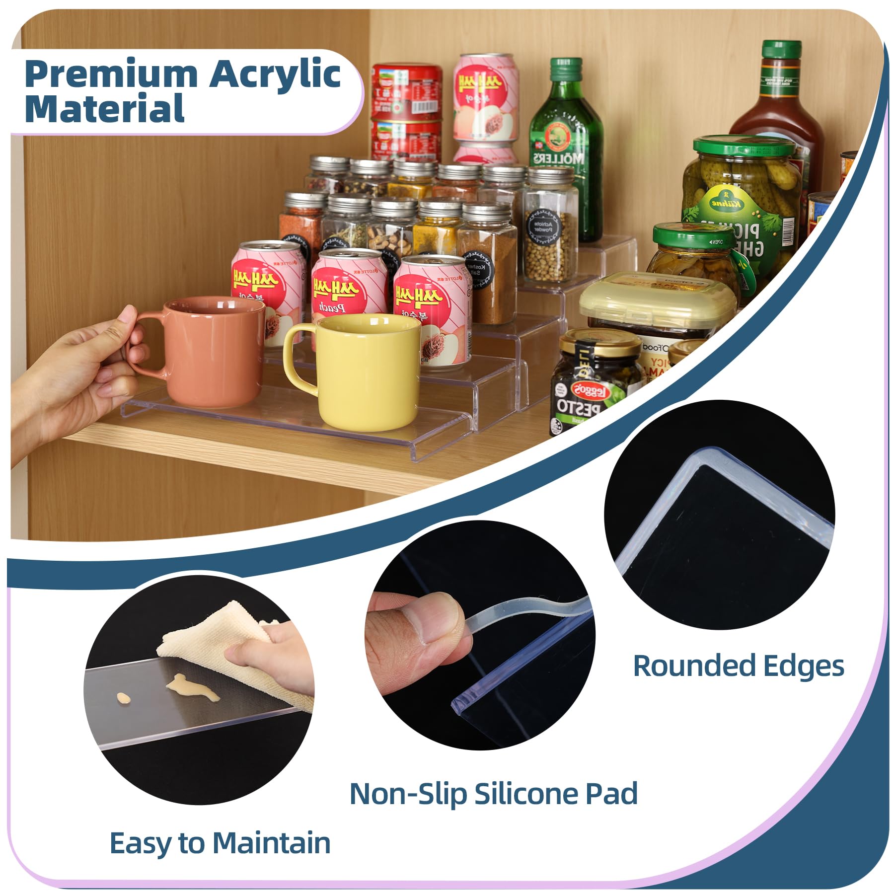 Snapklik.com : 10-Pack Cabinet Organizer Shelf, Large Acrylic Cabinet ...
