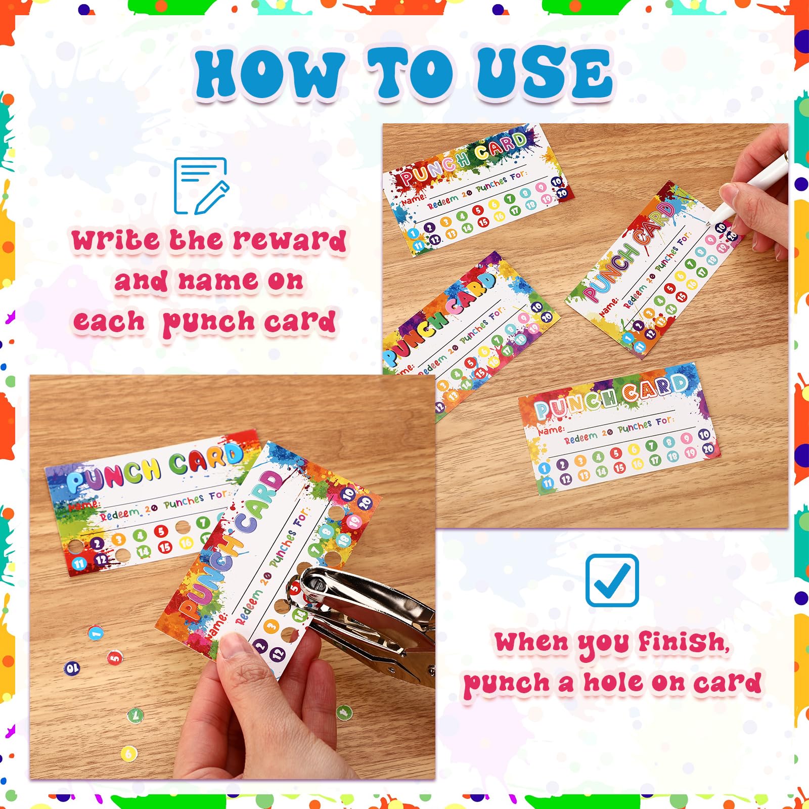 Snapklik.com : Fumete 400 Pcs Punch Cards For Classroom Reward Cards ...
