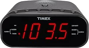 Timex T231G AM/FM Dual Alarm Clock Radio with 1.2-Inch Green Display ...
