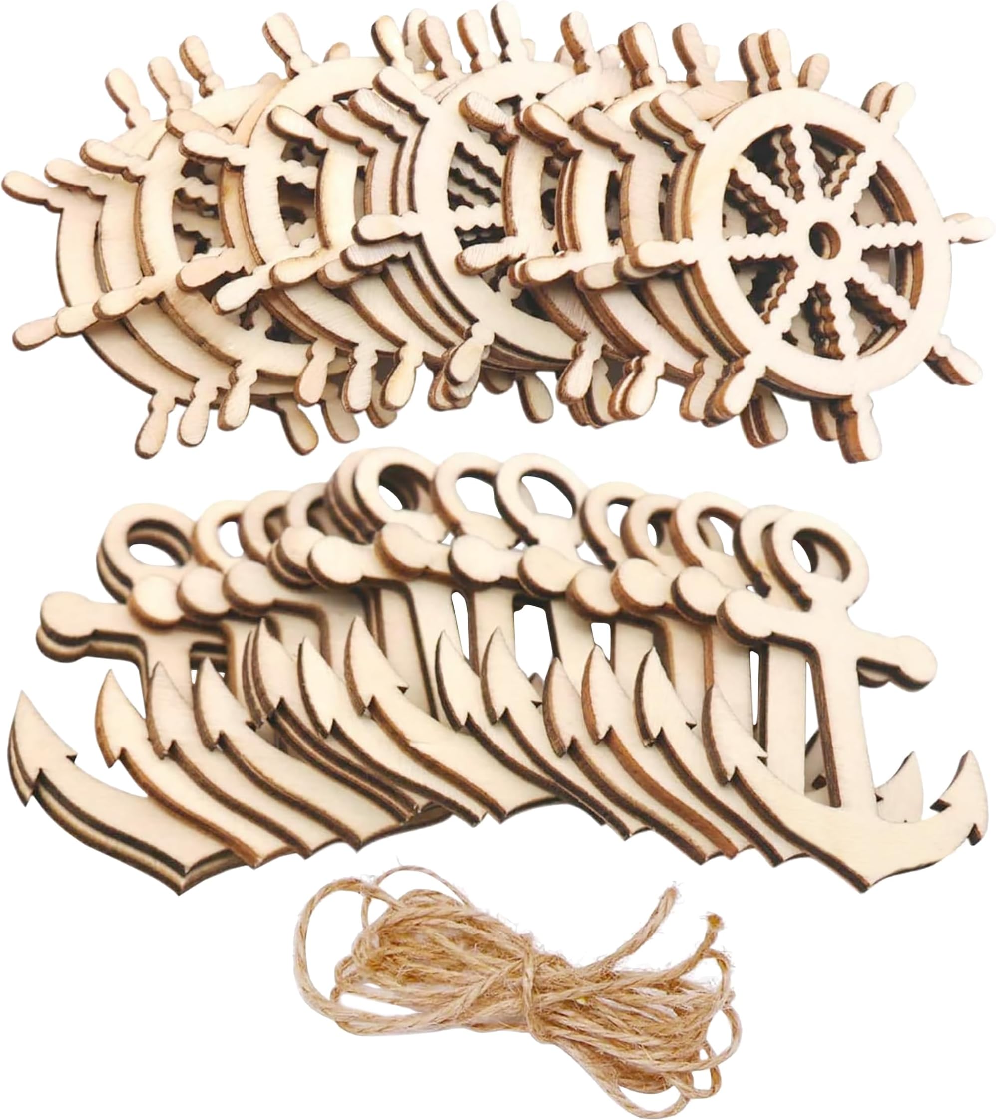 Amazon.com: 20 Pcs Anchor Rudder Wood DIY Crafts Cutouts Unfinished ...