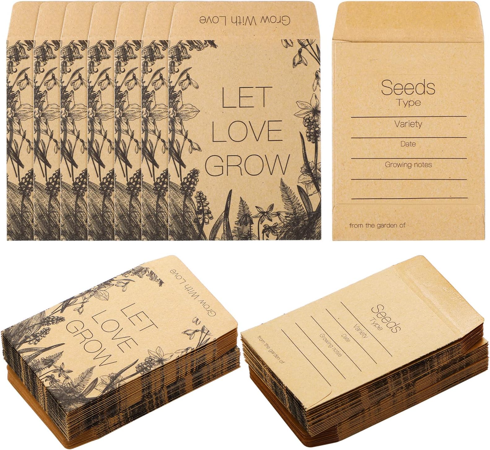 Amazon.com : Teling 100 Pcs Small Empty Packets Unfilled Kraft Wedding ...