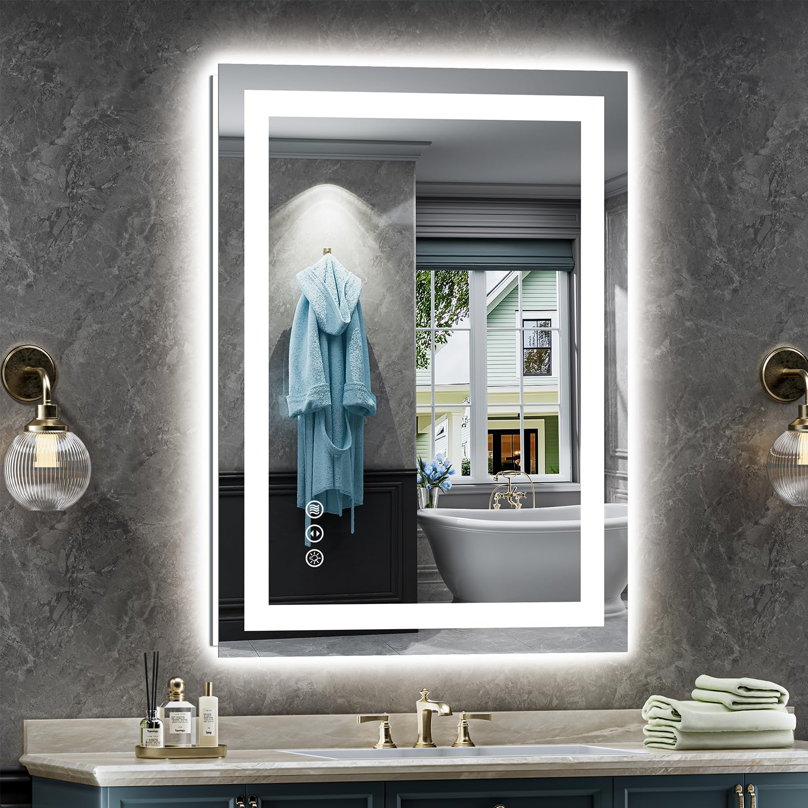 Amazon.com: Mepplzian Backlit Bathroom Mirror,Modern Led Bathroom ...