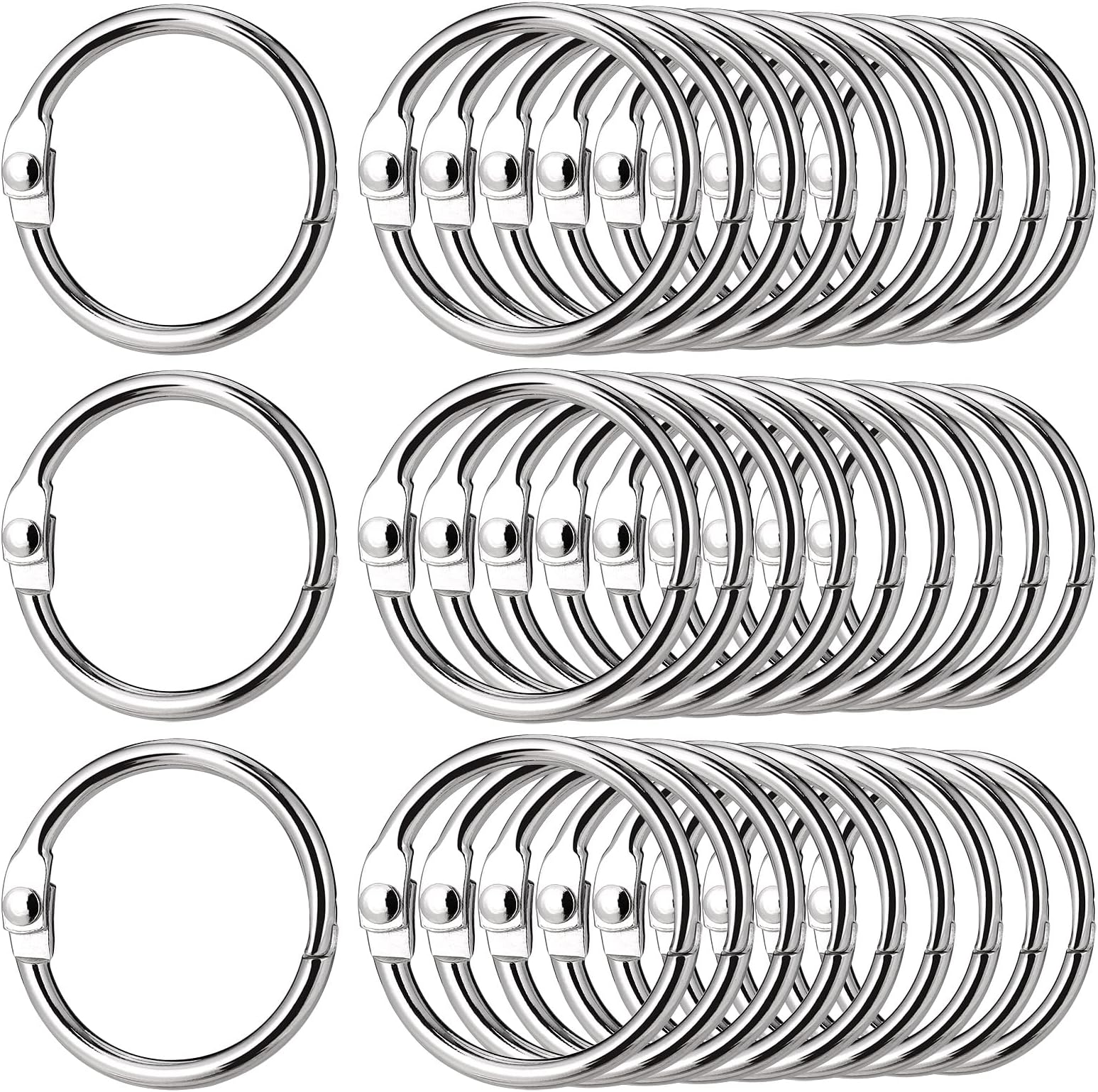 kuou 20 Pcs Metal Book Rings, Loose Leaf Binders Book Rings 25mm Inner ...