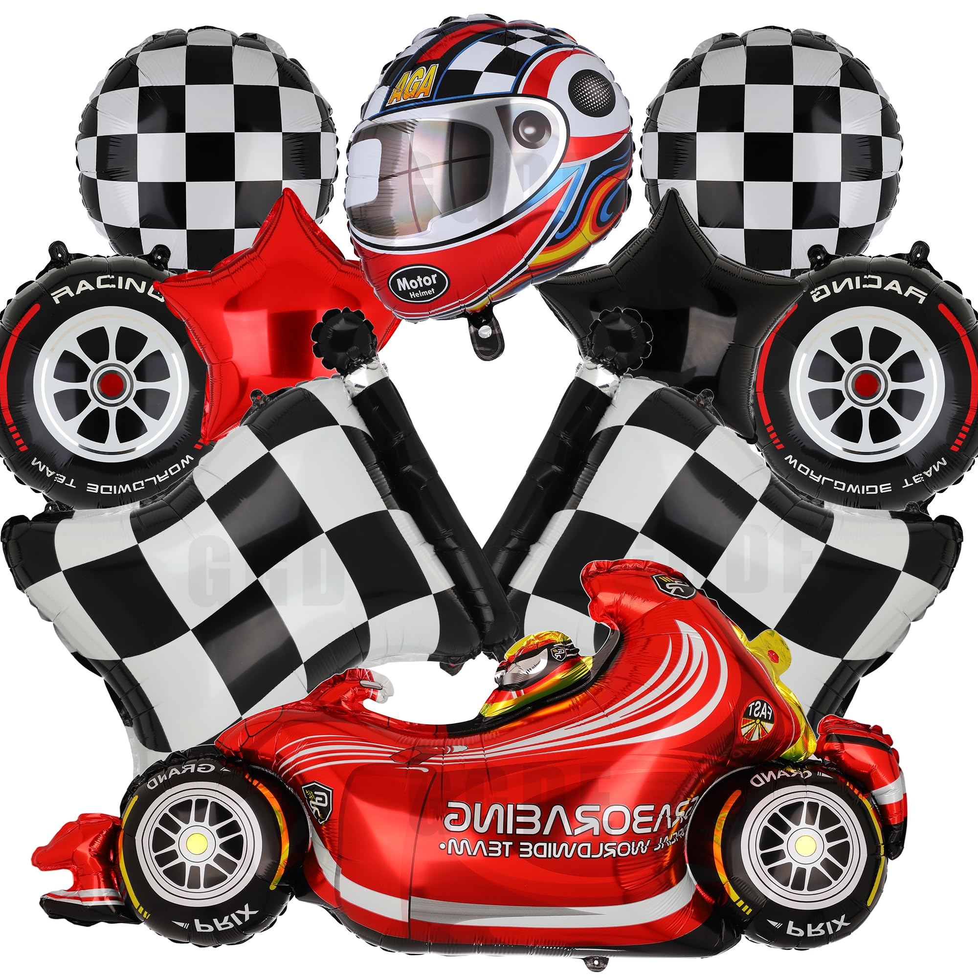Amazon.com: Race Car Balloons Tire Balloon Chequered Flag Balloons ...