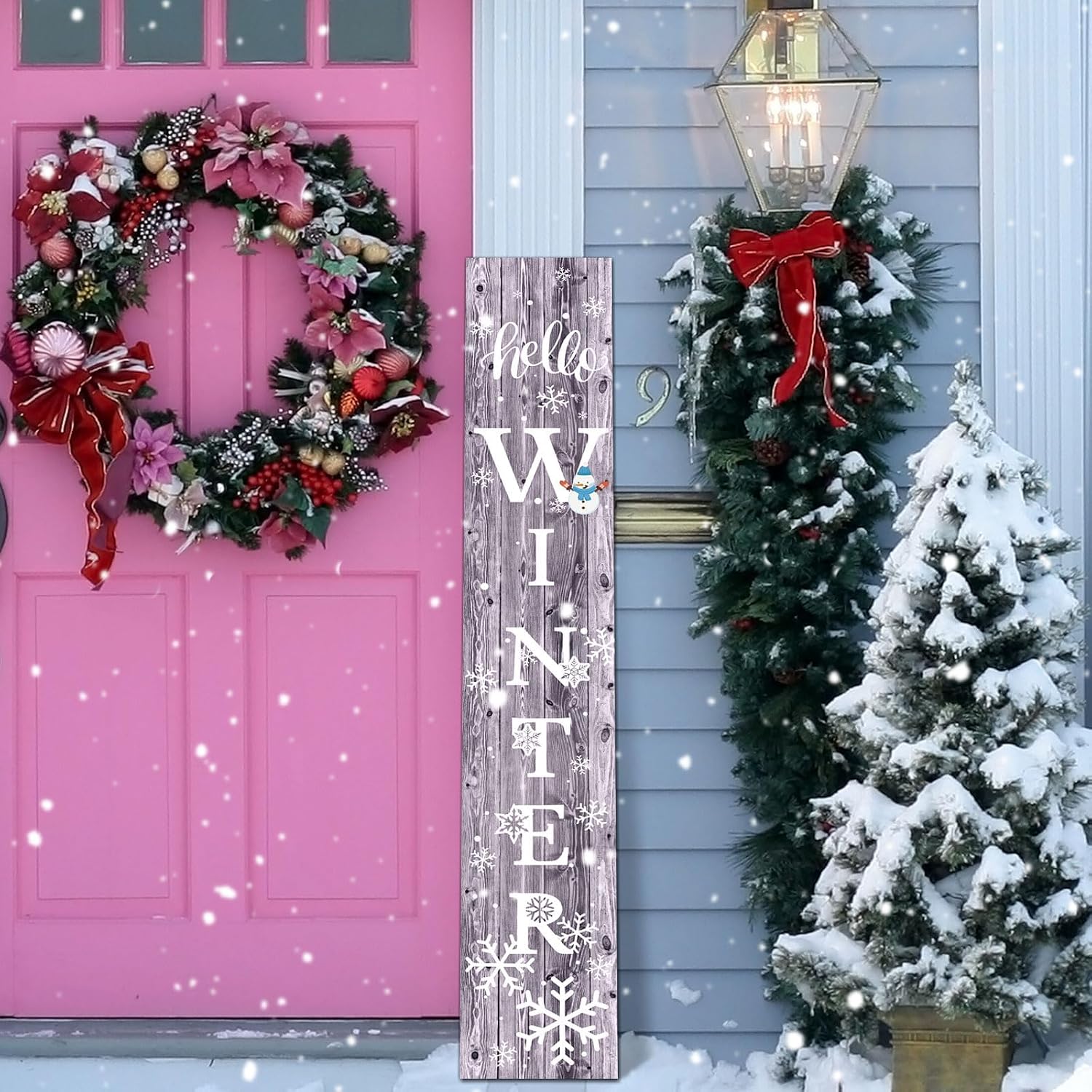 Amazon.com : Wooden Winter Welcome Sign for Home Entry -Snowflakes, 47. ...