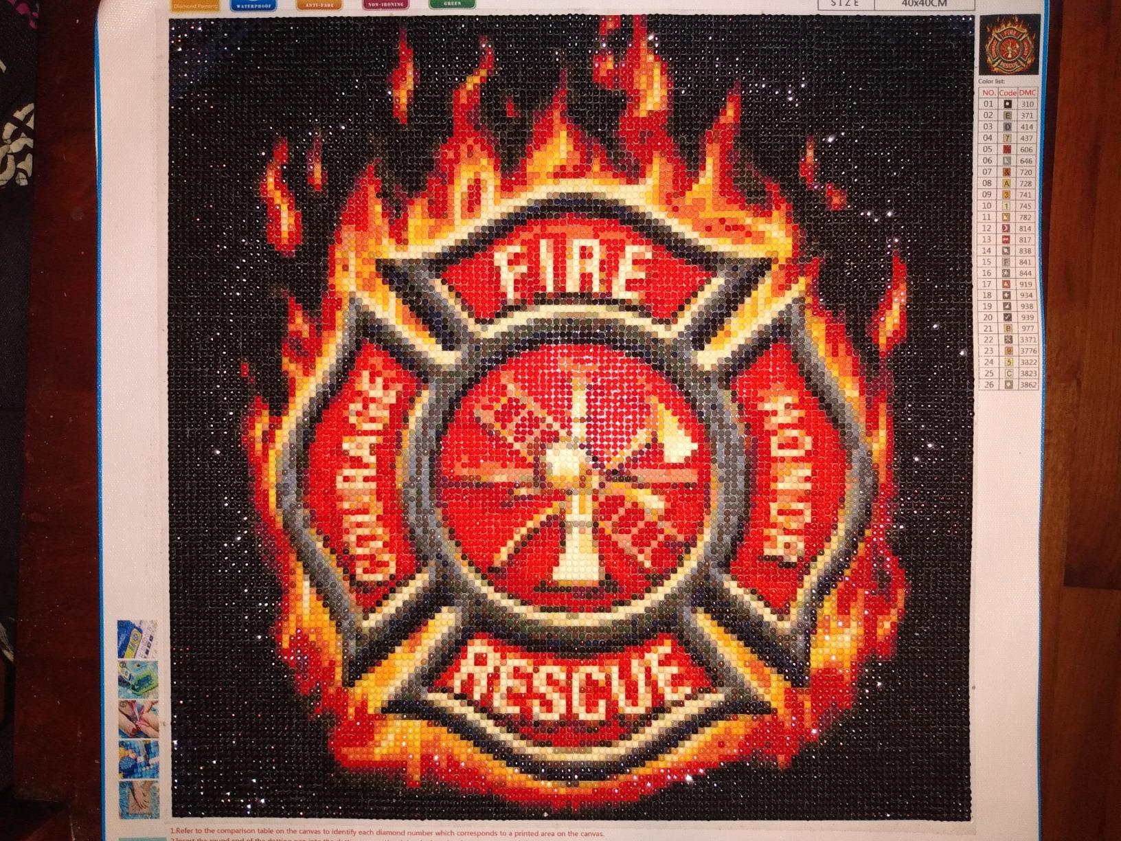 Amazon.com: 5D DIY Diamond Art Painting Firefighter 16X16 inches Full ...