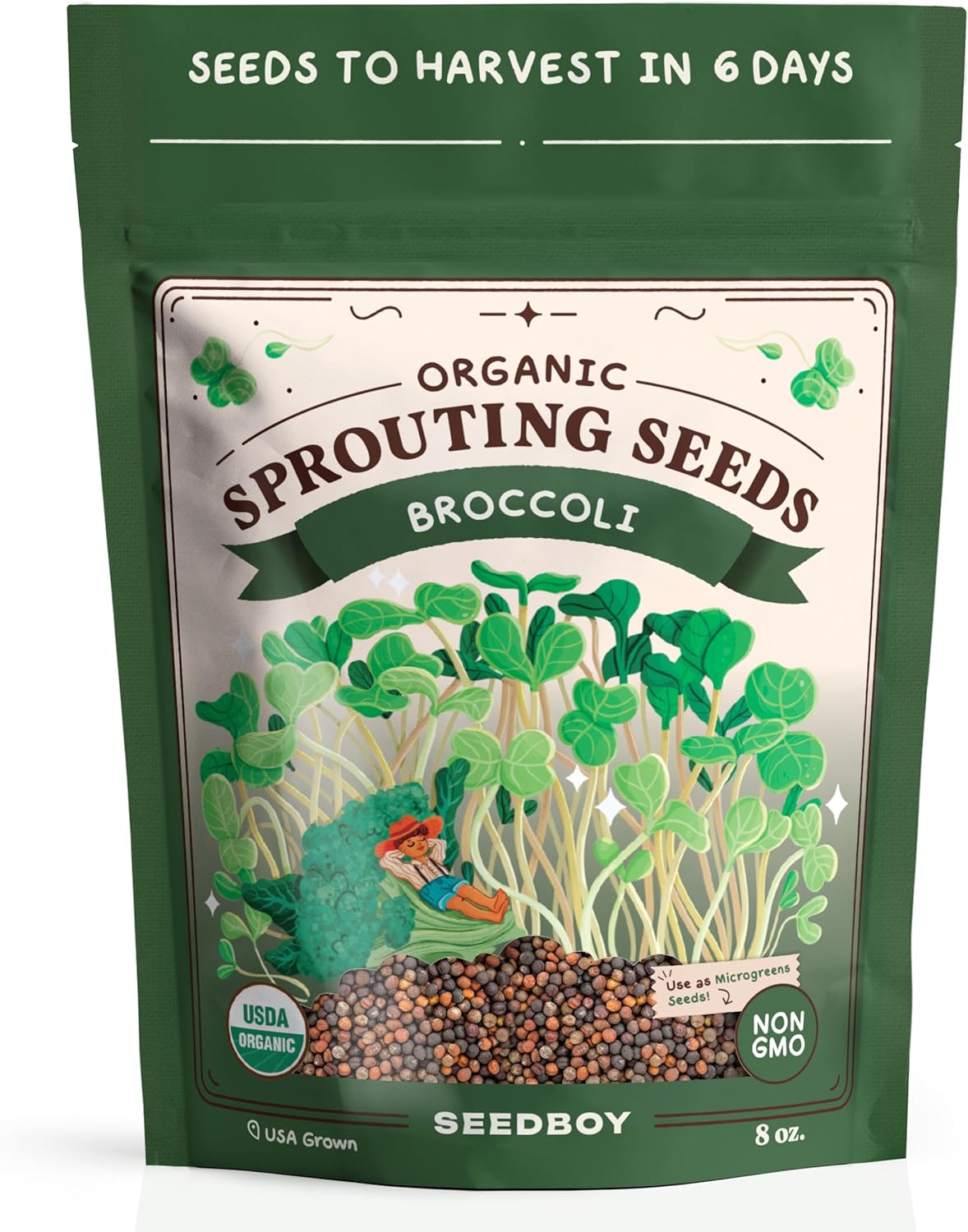 Amazon.com : Seedboy Organic Broccoli Seeds for Sprouting - Non-GMO ...