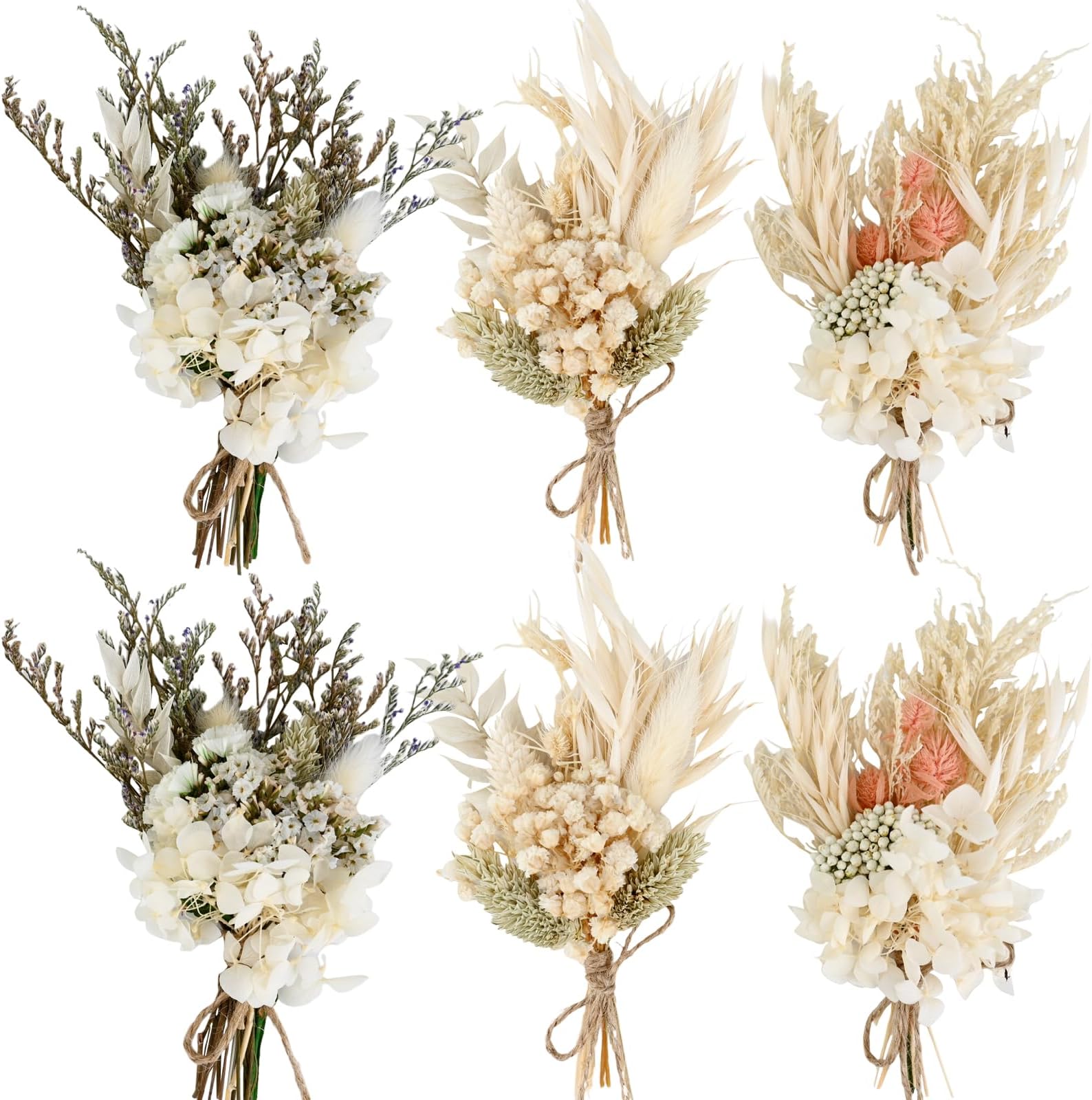 6 Pcs Mini Dried Flowers Bouquet, Mixed Natural Dried Flower Plant for ...