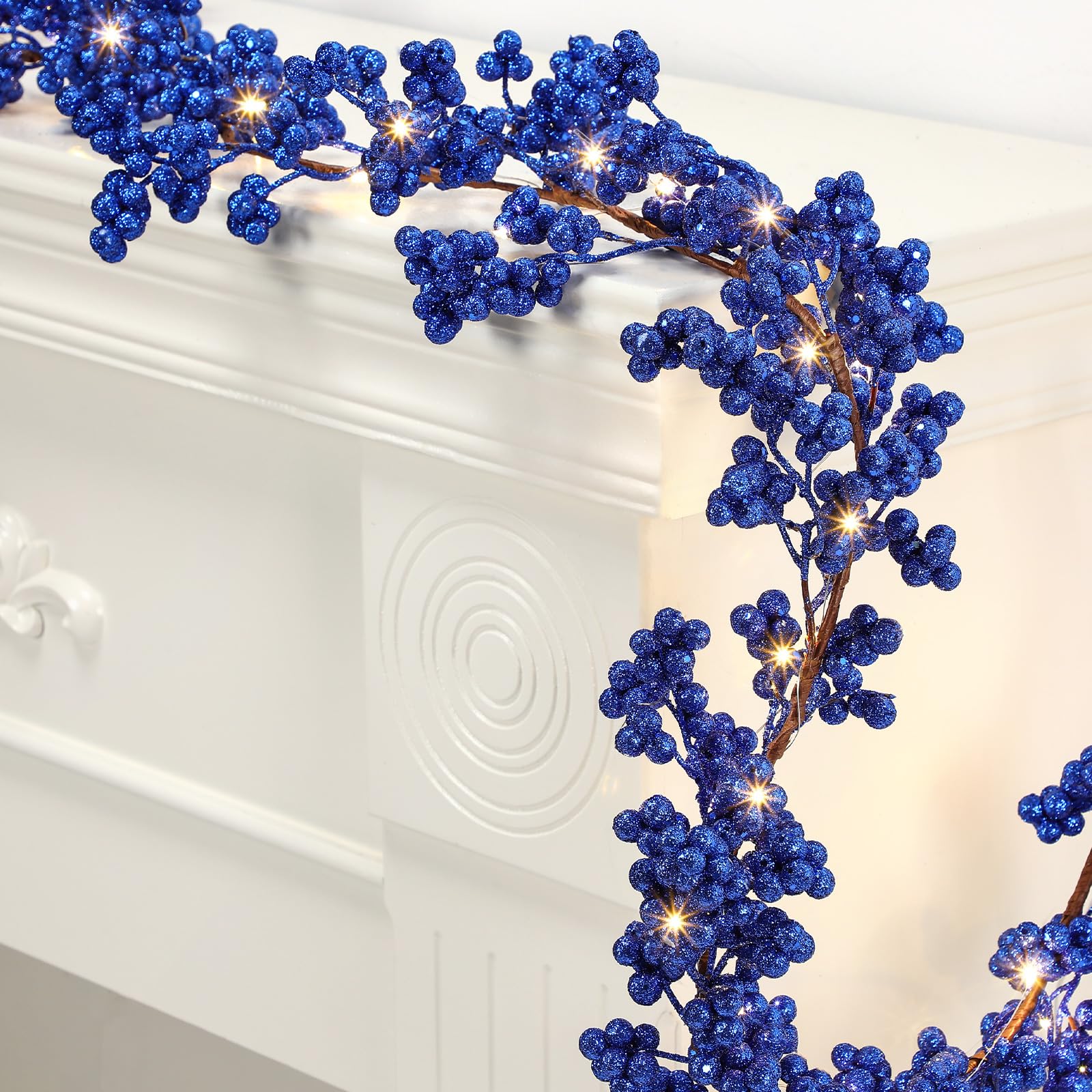 Amazon.com: Syhood Berry String Christmas Garland Glitter Lighted Berry ...