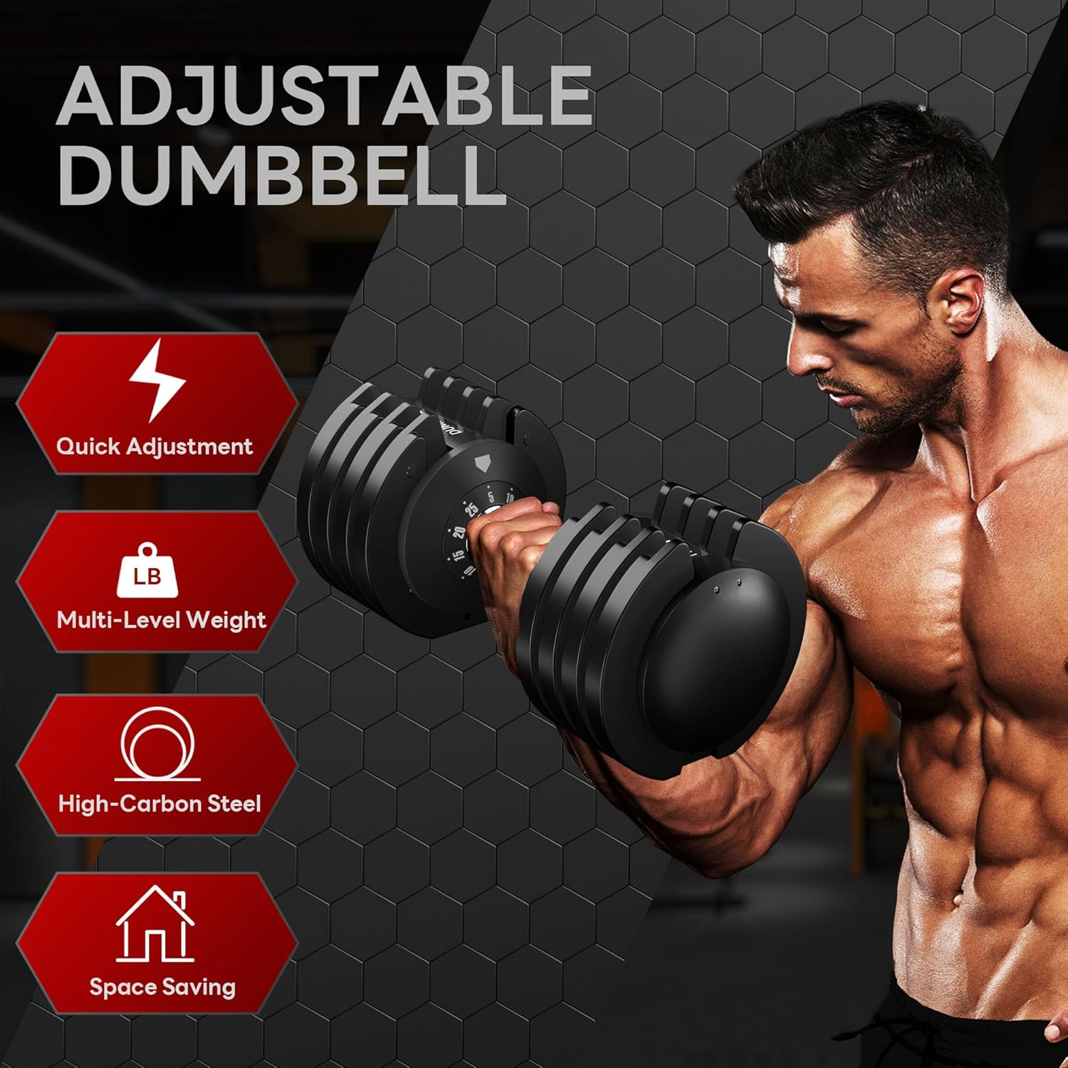 SogesPower Adjustable Dumbbells 5LB to 110LB Free Weight 5 in1 25/55LB ...