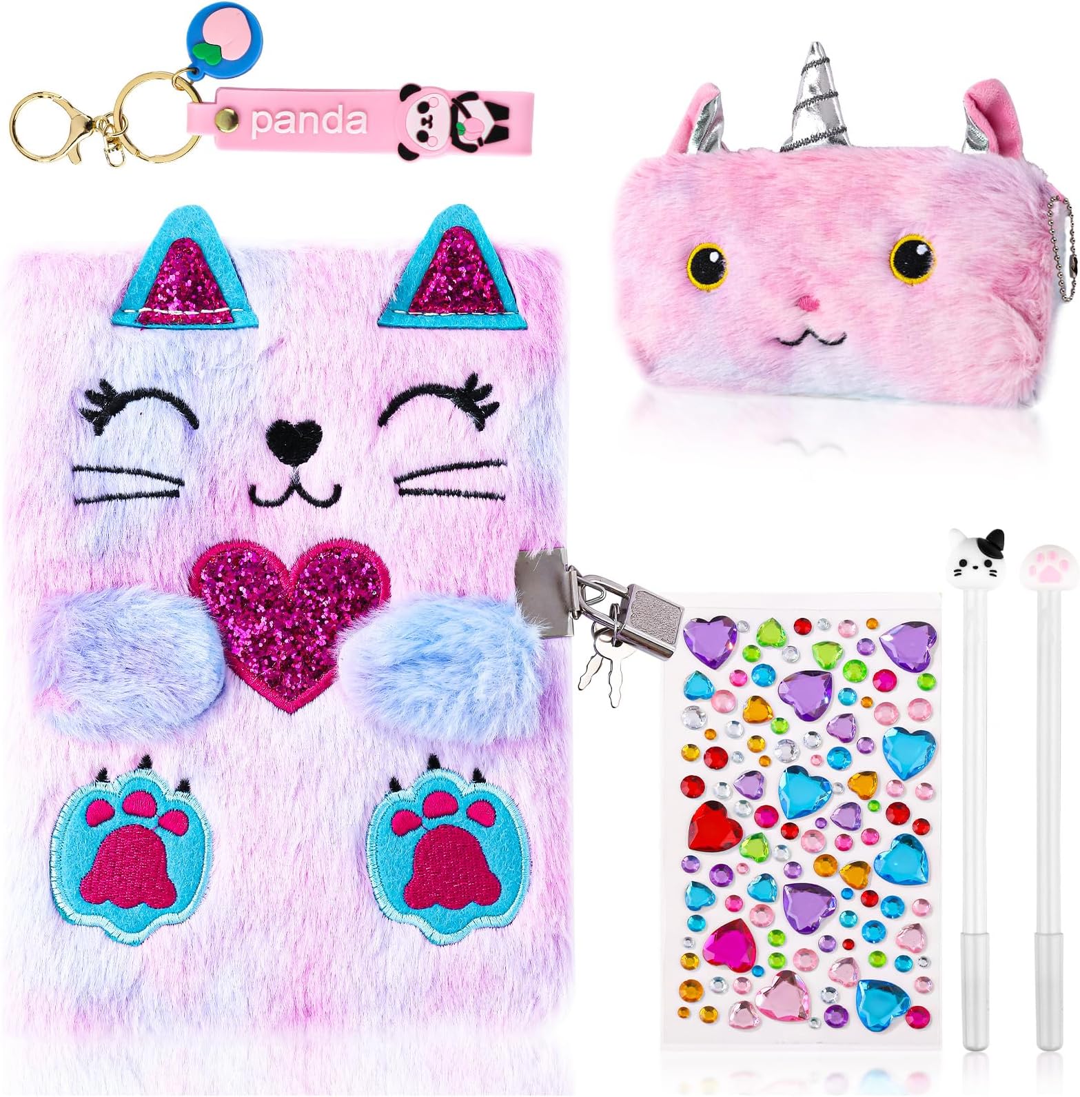 Amazon.com : Starry Notebook Plush Diary for Girls Teens Fuzzy Journal ...