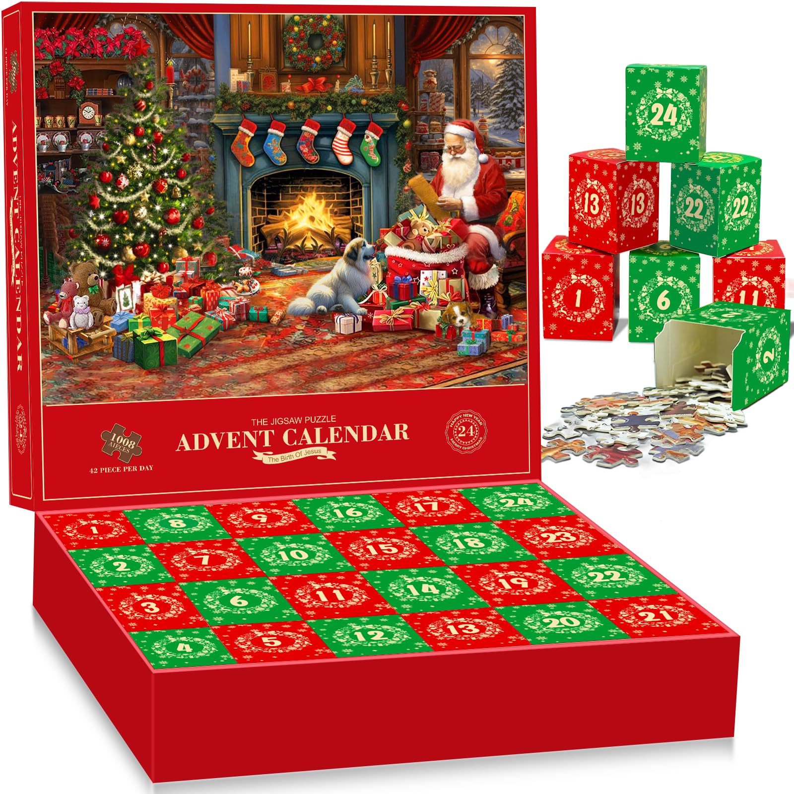 Amazon.com: Puzzle Advent Calendar 2024 Christmas for Adult Kids,1008 ...