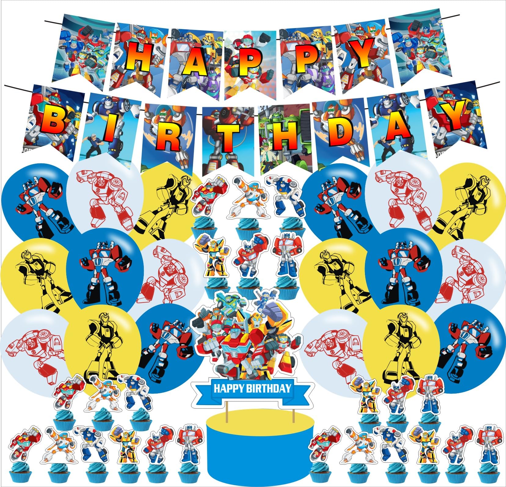 Amazon.com: Rescue Cartoon Bots Birthday Party Decoration,Rescue ...