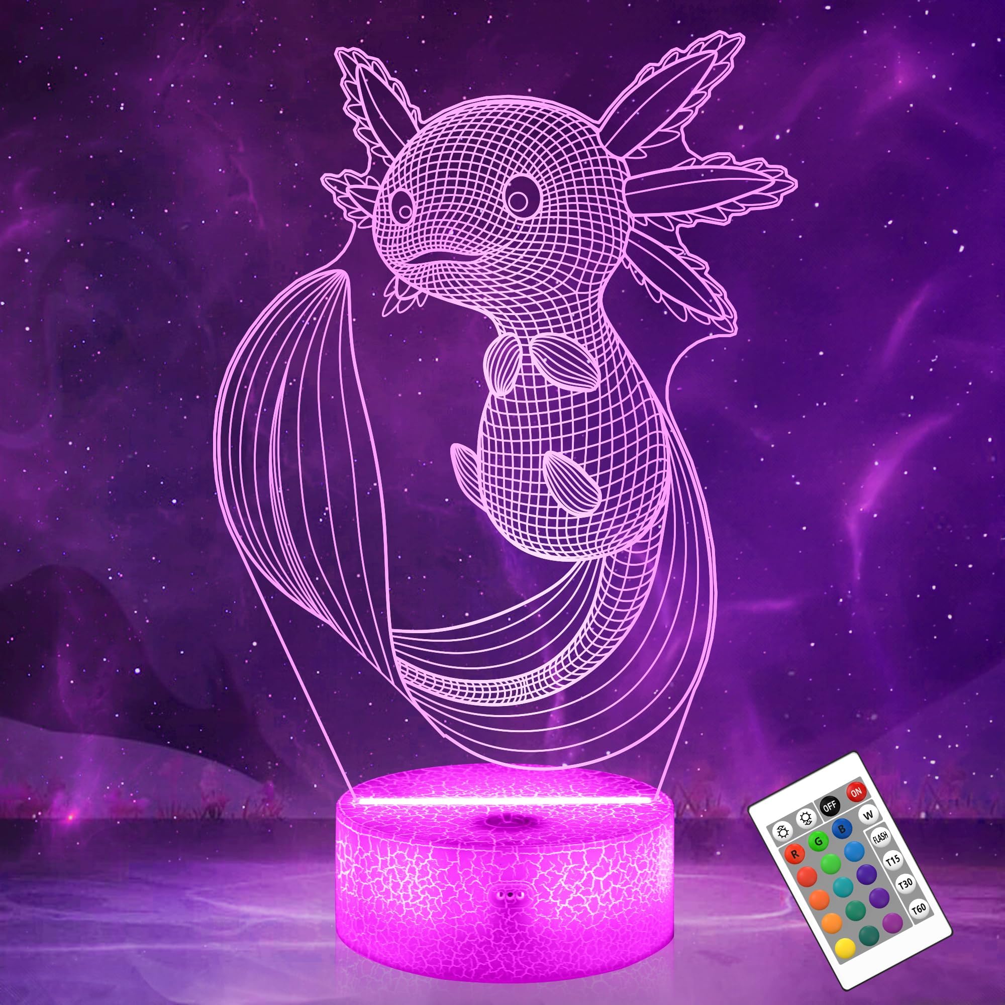 OkiyiD Axolotl Night Light, Axolotl Gifts, 3D Axolotl Illusion Lamp ...