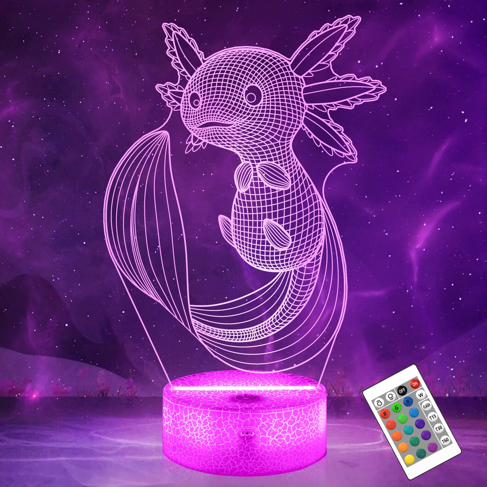 OkiyiD Axolotl Night Light, Axolotl Gifts, 3D Axolotl Illusion Lamp ...