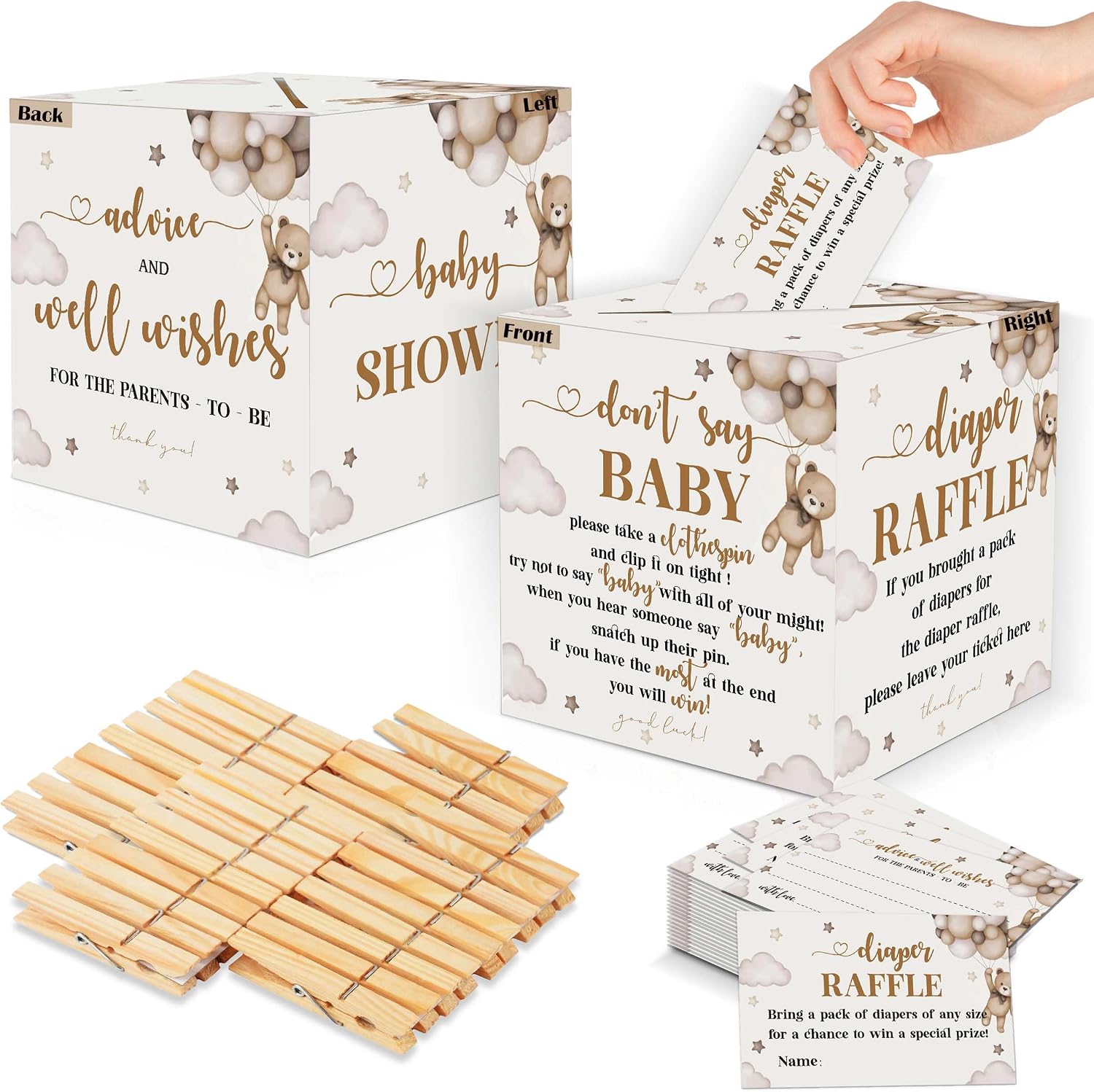 Amazon.com: 101 Pcs Diaper Raffle Card Box Set Holder Box with 50 Pcs ...