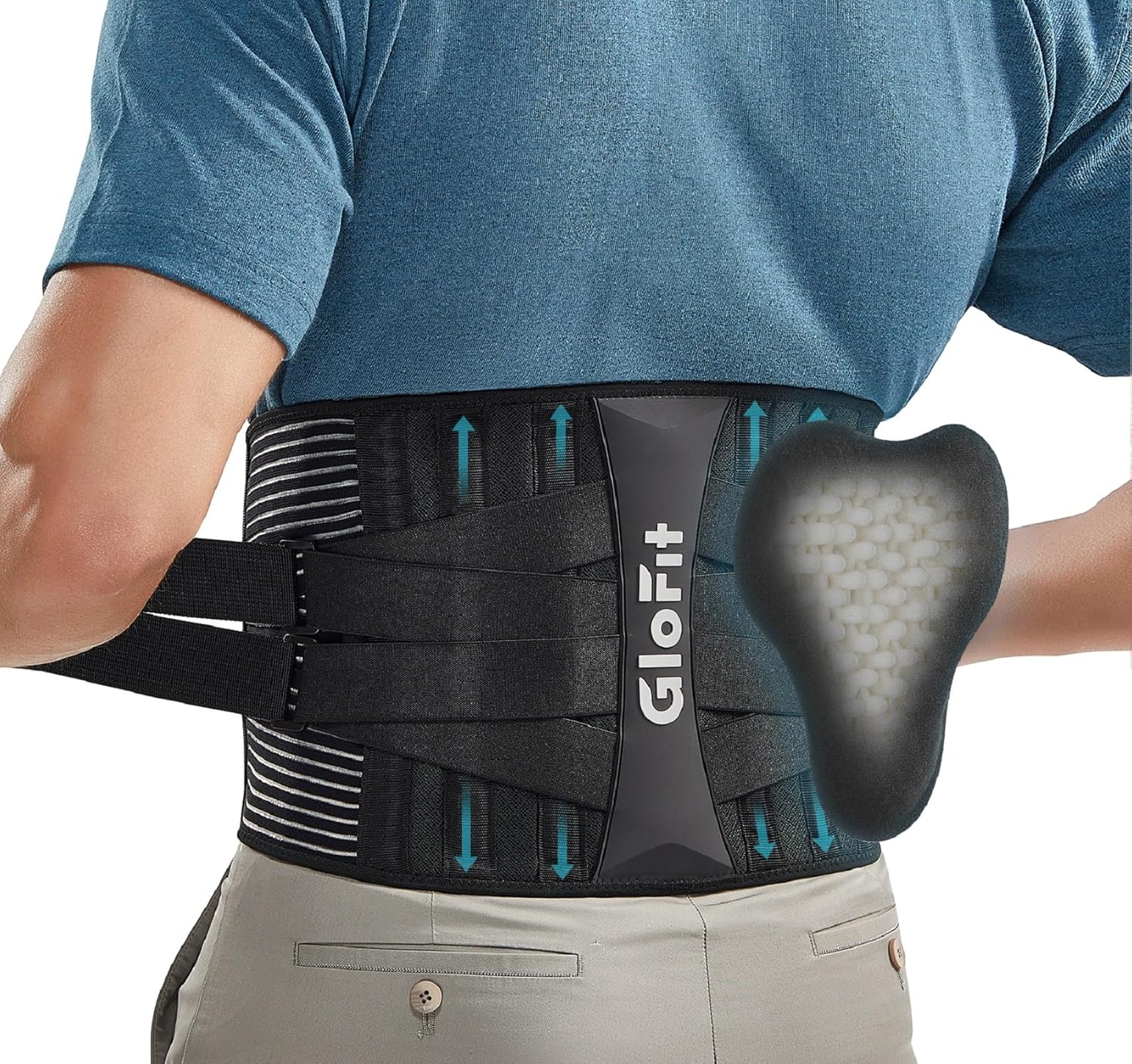 Amazon.com: Glofit Back Brace for Men Women Lower Back Pain Relief with ...