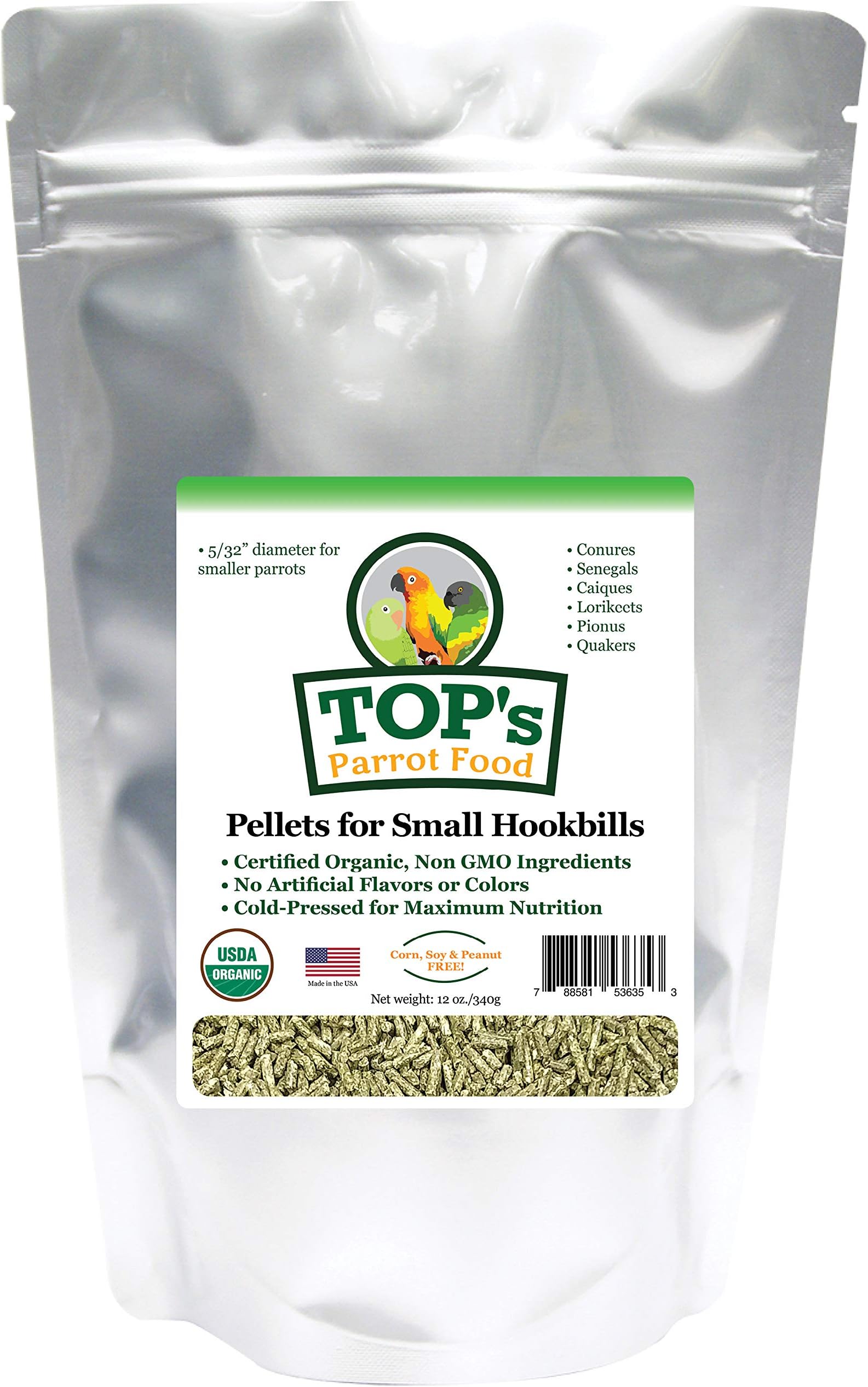 Amazon.com : TOP's Parrot Food Bird Pellets for Small Hookbills - Non ...