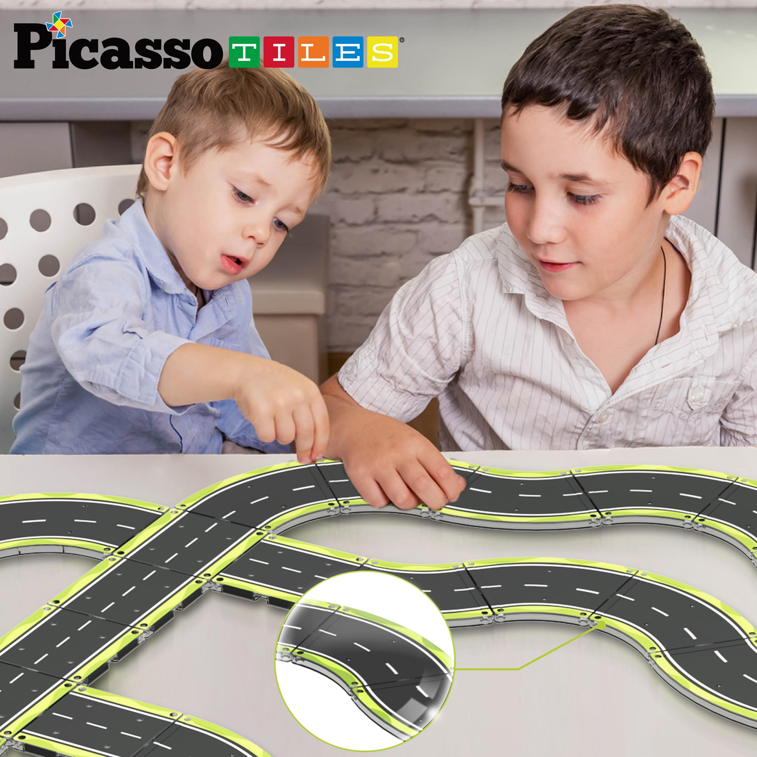 Snapklik.com : Magnet Tile Car Track Adventure Theme Printed Street ...
