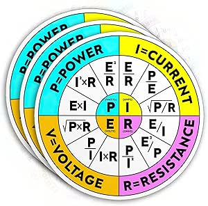 Amazon.com - (3Pcs) Ohms Law Sticker Funny Ohms Law Wheel Diagram Electrical Electronics ...