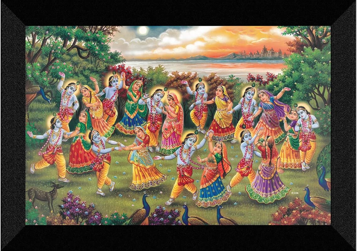 Braj Art Gallery Large Pichwai Painting Print Radha & Krishna Maha Raas ...