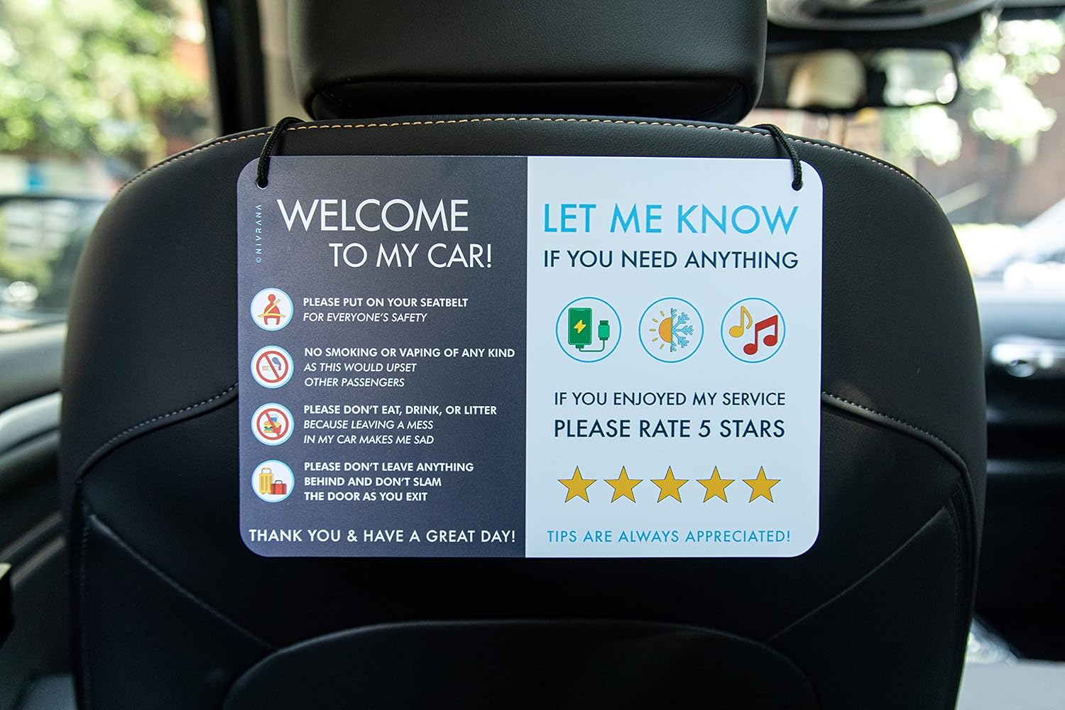 NIVRANA Rideshare Car Sign 2-Pack — Better Customer Relations, Higher ...