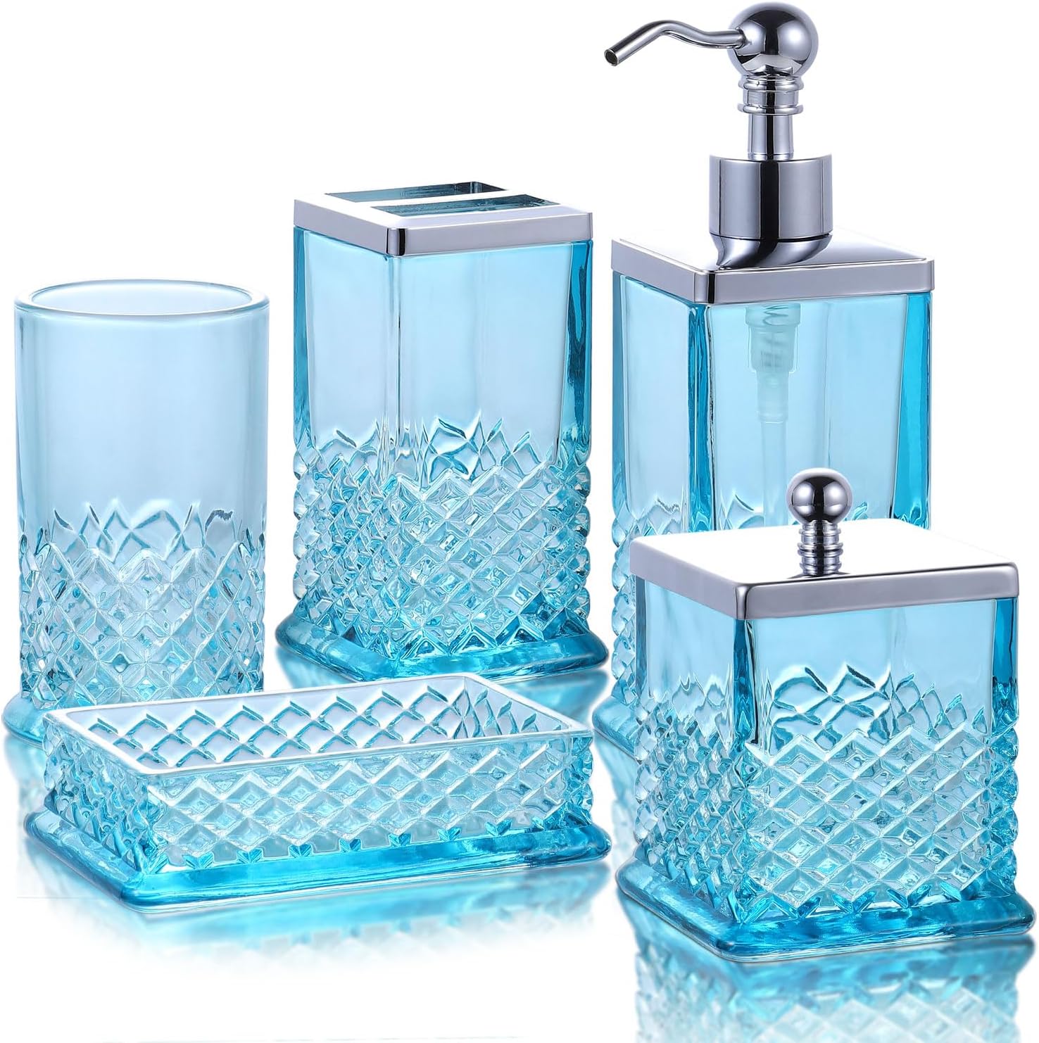 Amazon.com: PYZX-HOME Glass Bathroom Accessories Set - Complete 5 Pc Bathroom Accessories Set ...