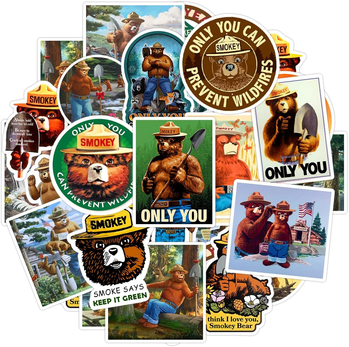 Amazon.com: Stickers Pack 20 Pcs Smokey Vinyl Bear Aesthetic Colorful ...