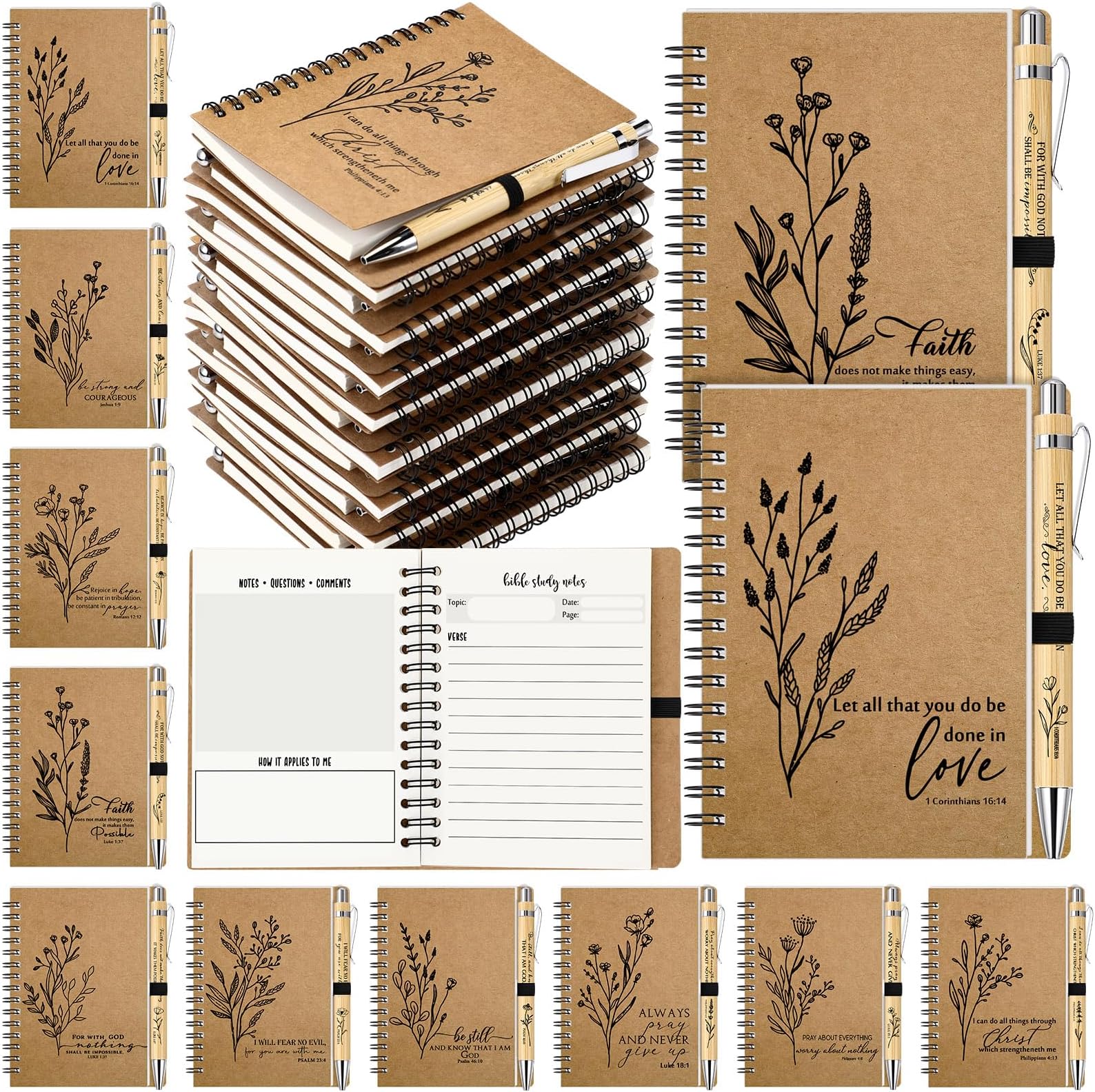 Amazon.com : Spakon 40 Pcs Christian Gifts Bulk Include Leather Bible ...