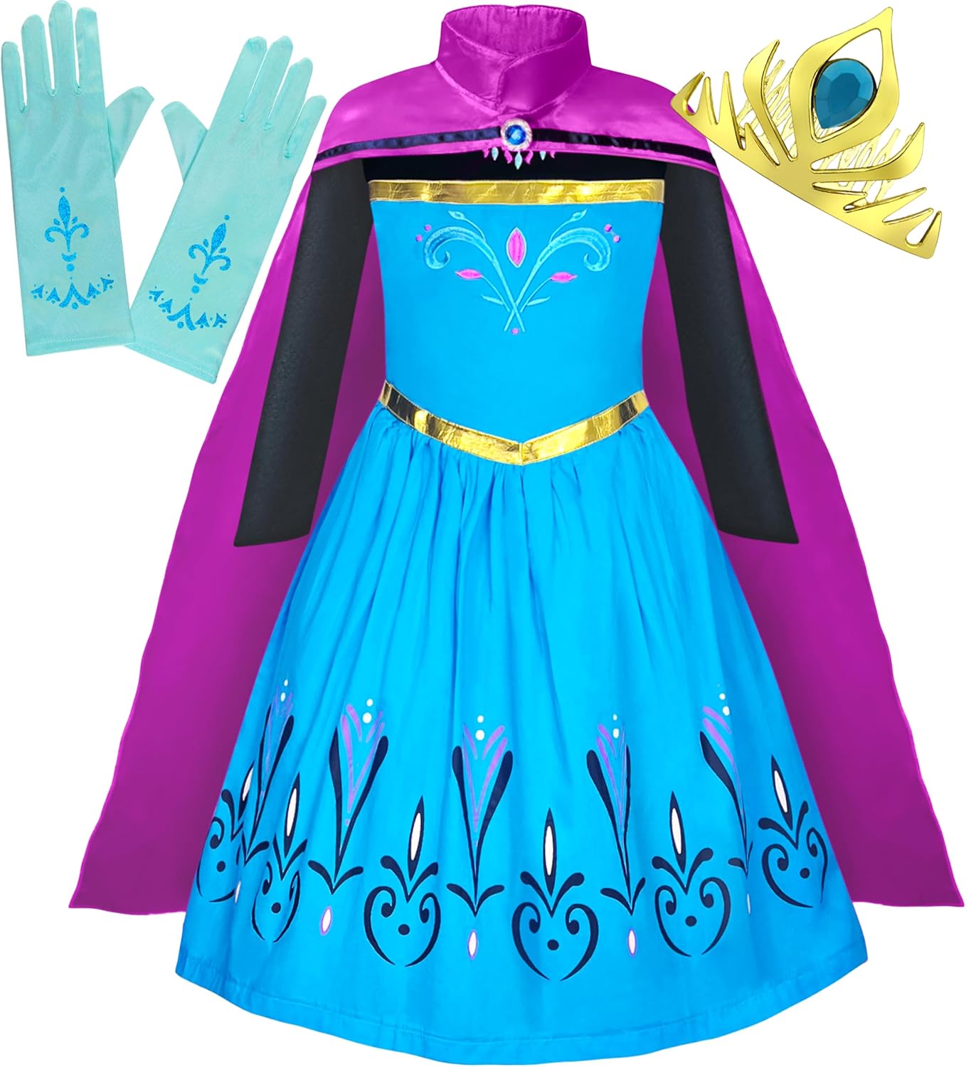 Amazon.com: Elsa Princess Coronation Dress Costume Cape Gloves Tiara ...