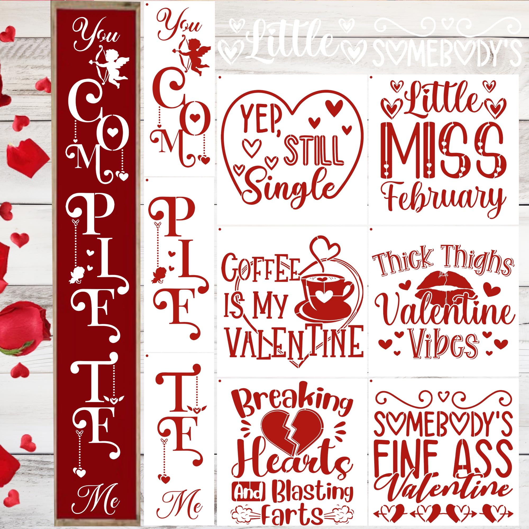 Amazon.com : Sitsink Valentine Stencils for Crafts Reusable - 9 Pcs ...