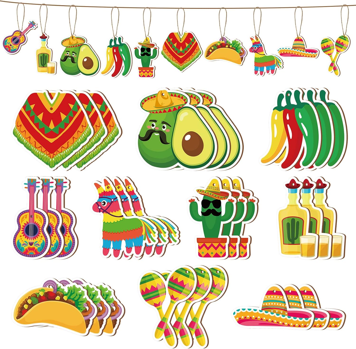 Amazon.com: Nuenen 40 Pcs Cinco De Mayo Ornaments for Tree Wooden ...