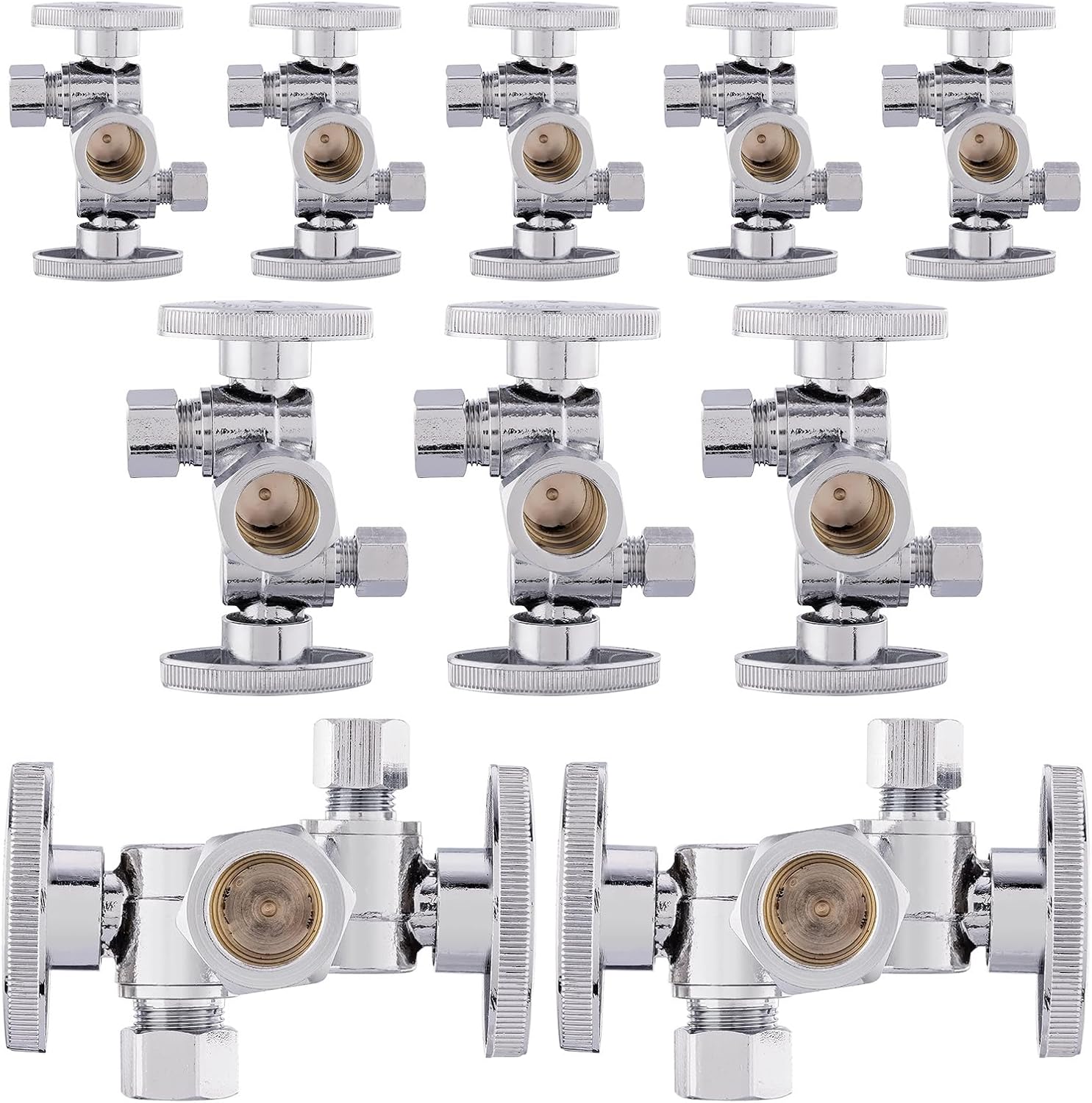 (Pack of 10) EFIELD 1/4-Turn Dual Compression Outlet Angle Stop Valve ...