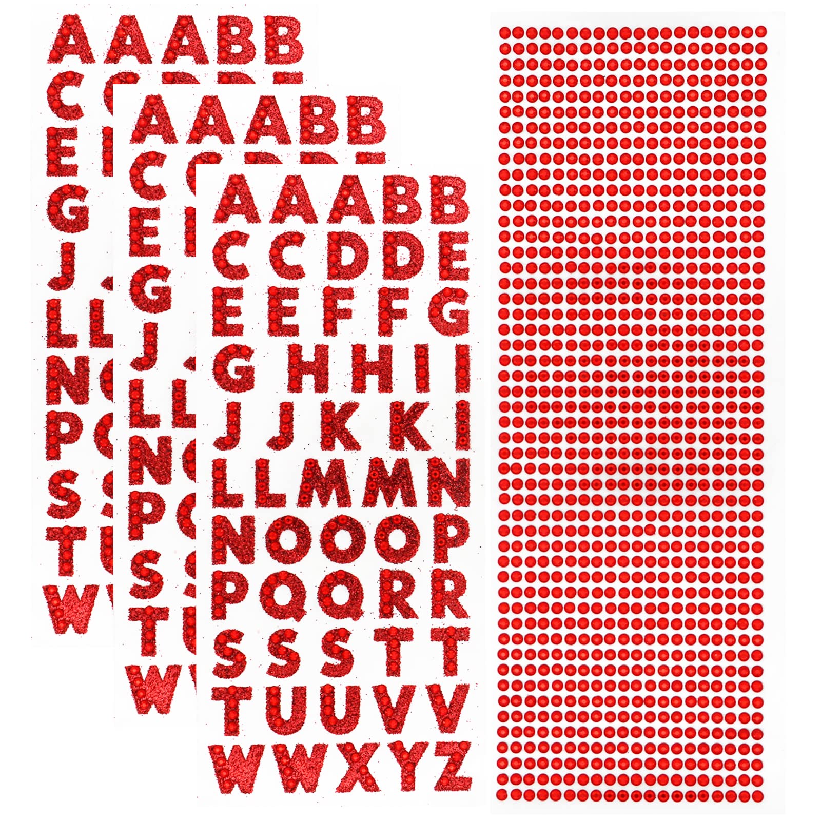 Amazon.com: 3 Sheets Glitter Alphabet Stickers and 1 Sheet Rhinestones ...