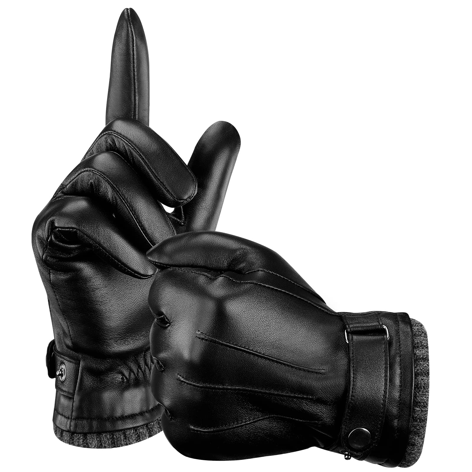 Snapklik.com : Aegend Sheepskin Leather Gloves For Men