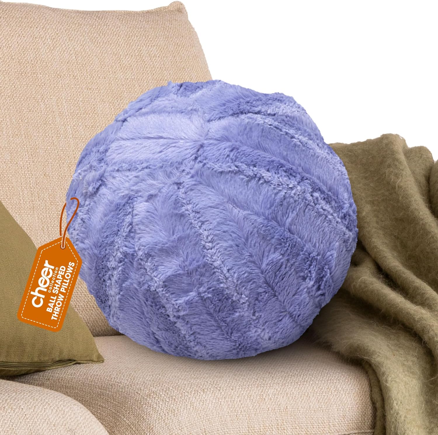 Amazon.com: Cheer Collection Ultra Soft Faux Fur Round Pillow ...
