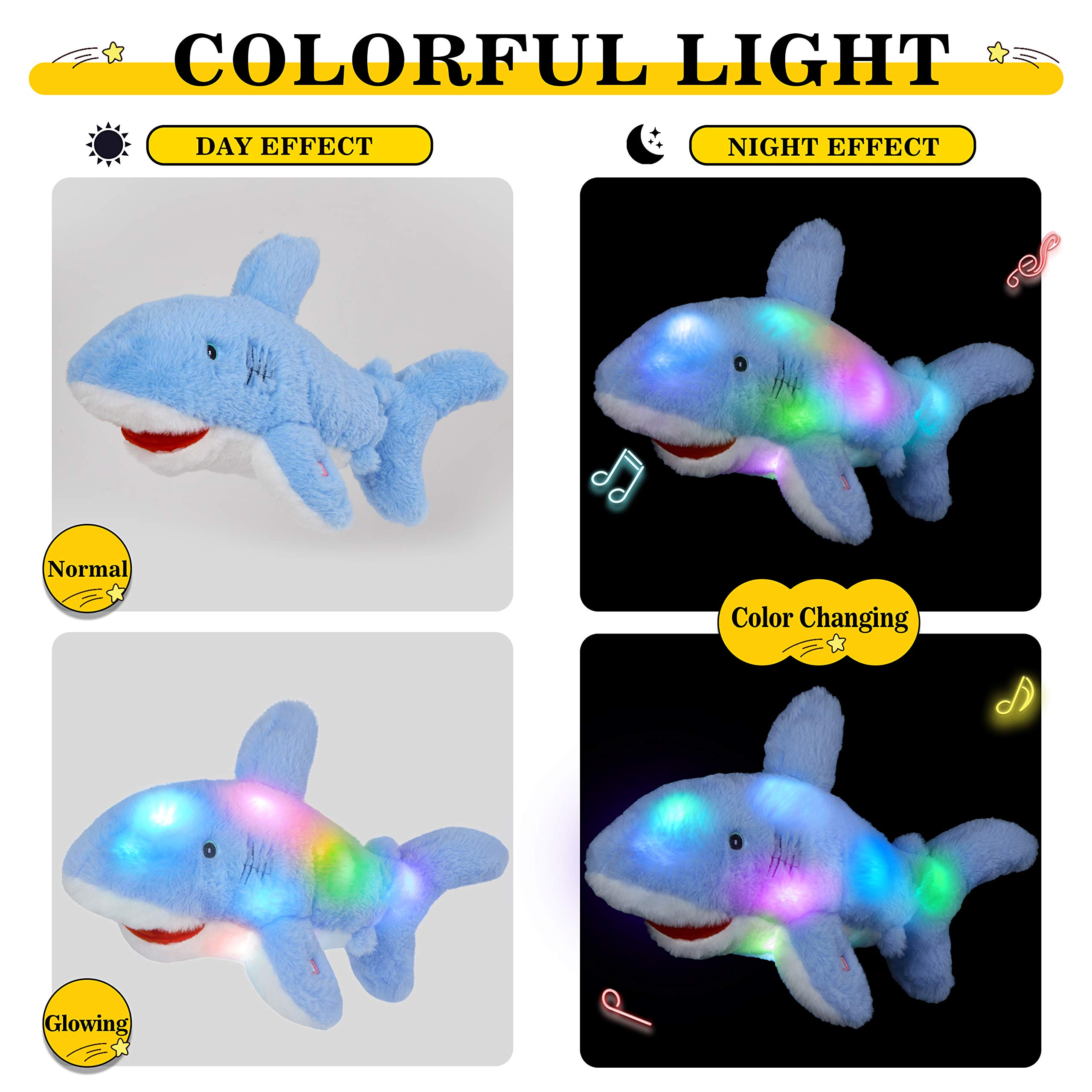Snapklik.com : BSTAOFY Musical Light Up Shark Stuffed Animal Glow Plush ...