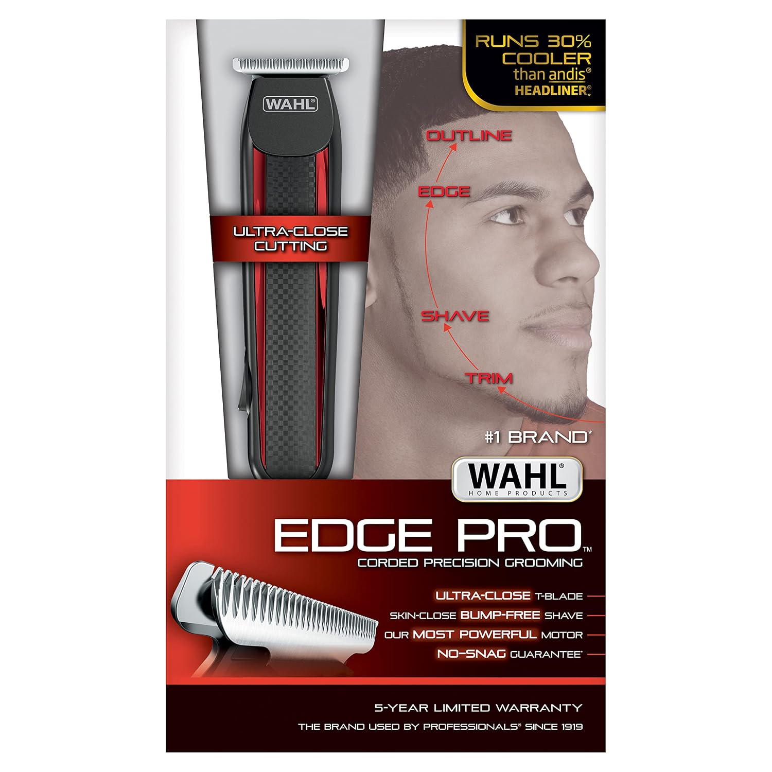Buy Wahl Edge Pro Bump Free Corded Beard Trimmer, Touch Up Haircut ...