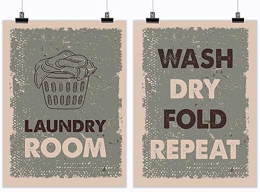 Inkdotpot 2 Piece Laundry Poster for Laundry Room Decor Wash Dry Fold ...