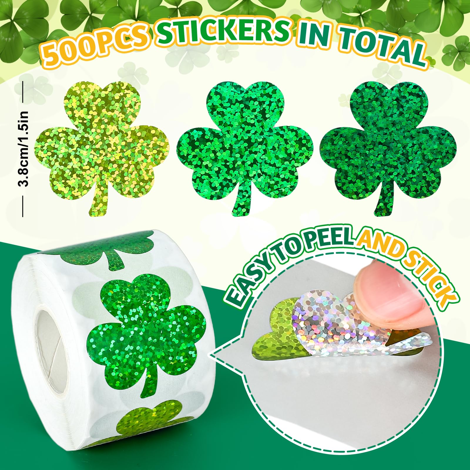 Snapklik.com : Whaline St Patricks Day Stickers Laser Shamrock Stickers ...