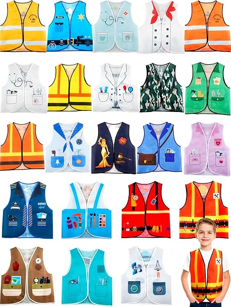 Amazon.com: Puteraya 22 Pcs Kids Community Helper Dress Up Vest ...