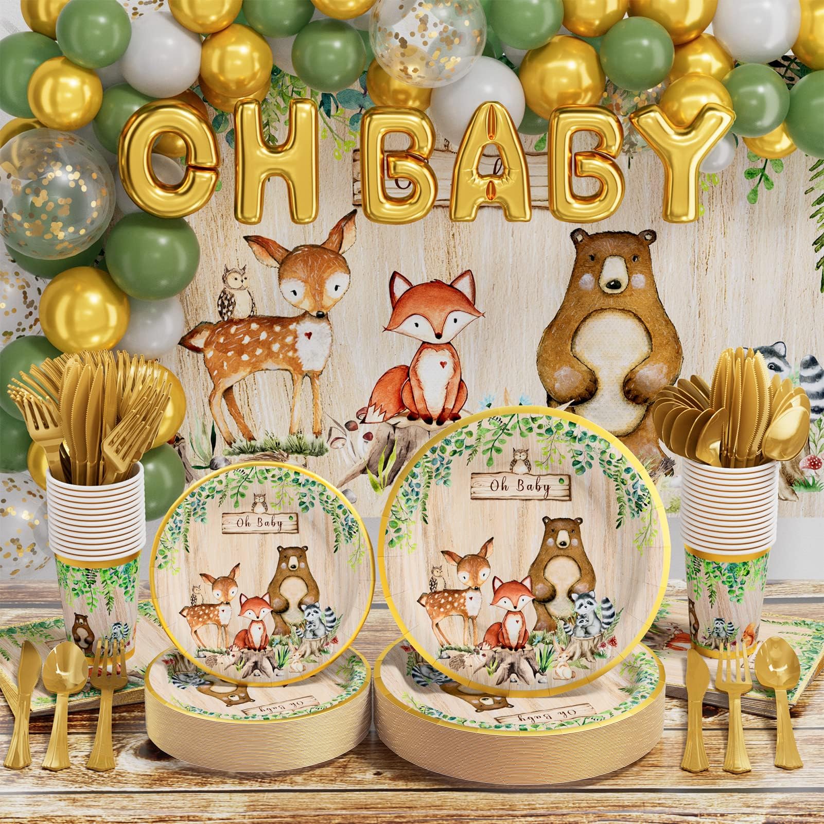 Amazon.com: YARA Woodland Creatures Theme Baby Shower Decorations ...