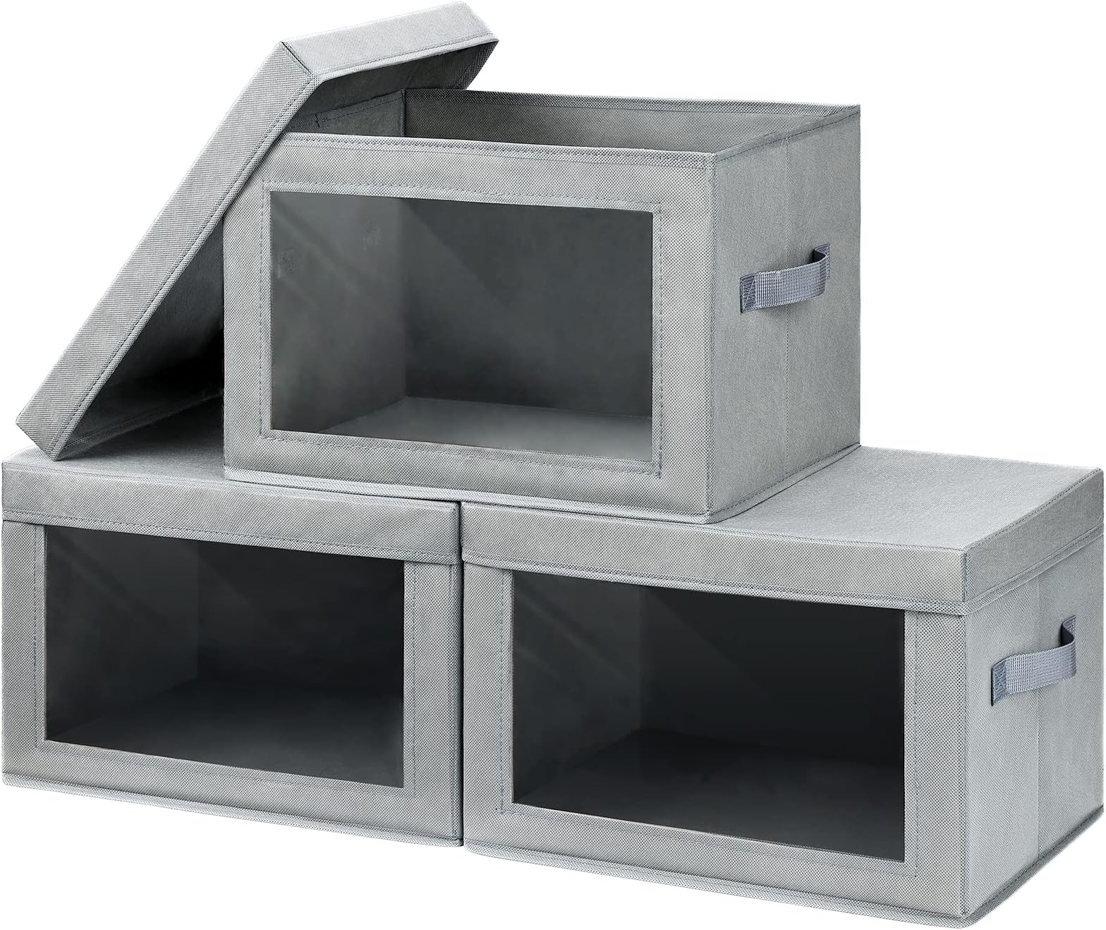 DIMJ 3 Pack Foldable Storage Boxes with Lids,Collapsible Storage Bins ...