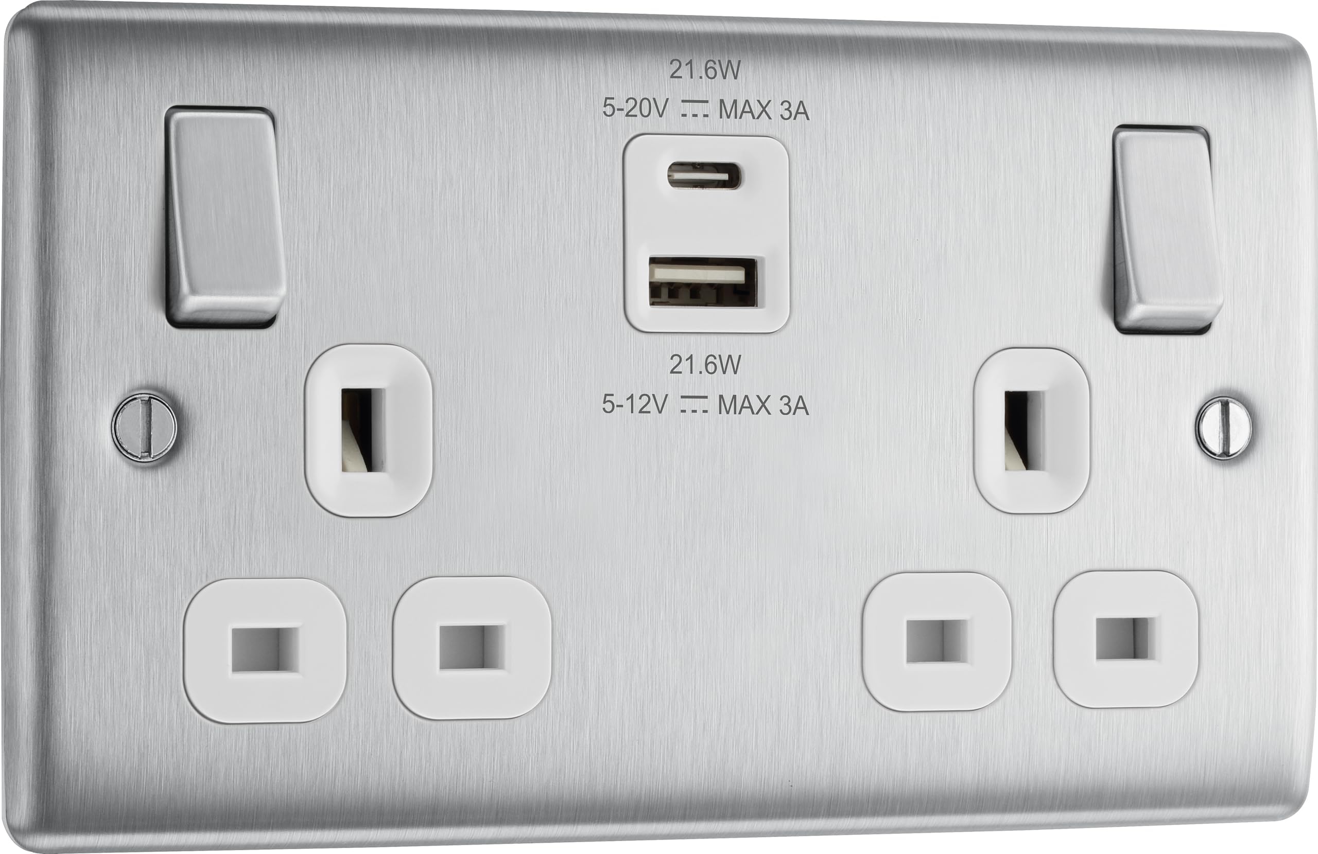 BG Electrical Single Switched Power Plug Wall Socket, Raised and Slim ...